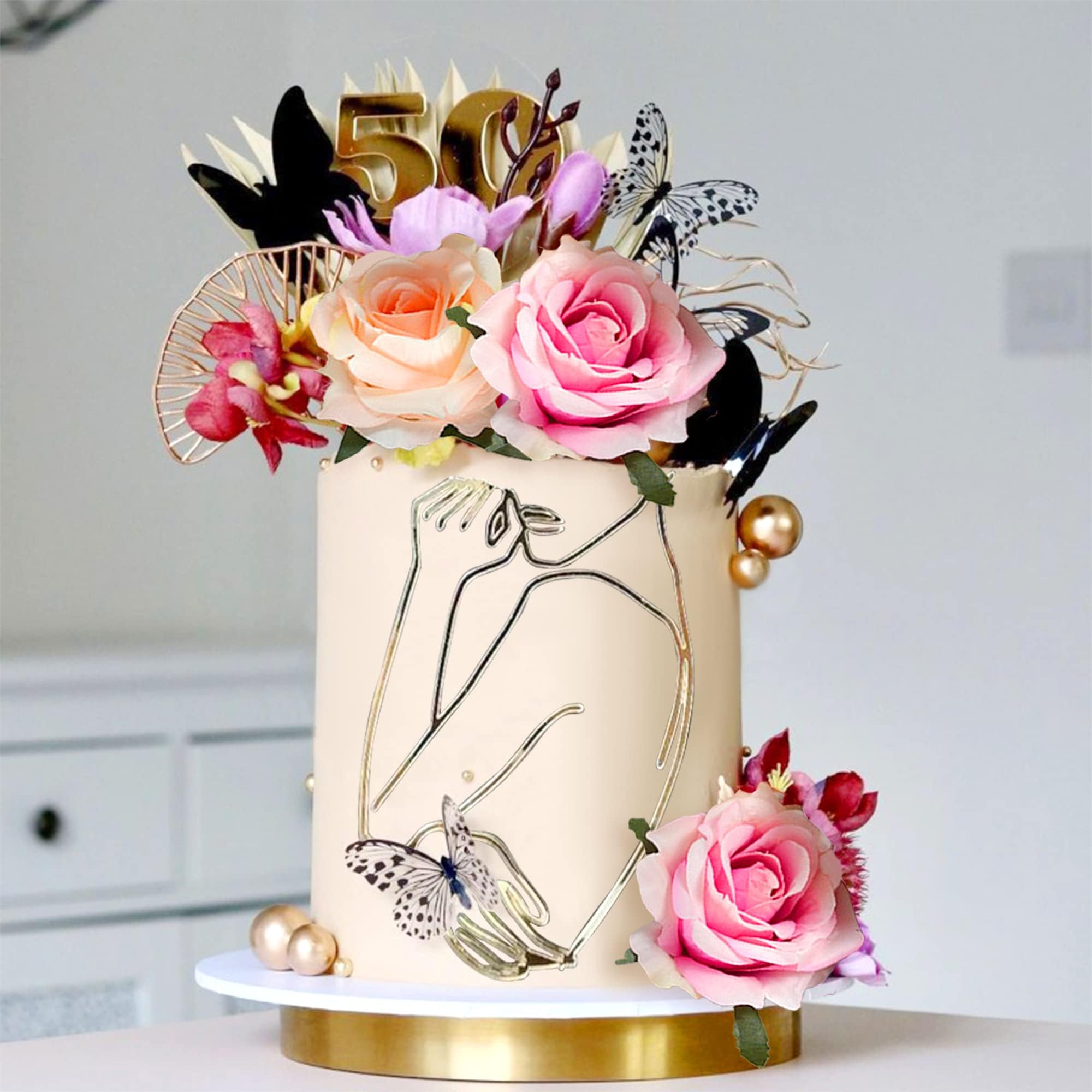 Snapklik.com : Maroon Acrylic Minimalist Art Lady Face Cake Topper Rose ...