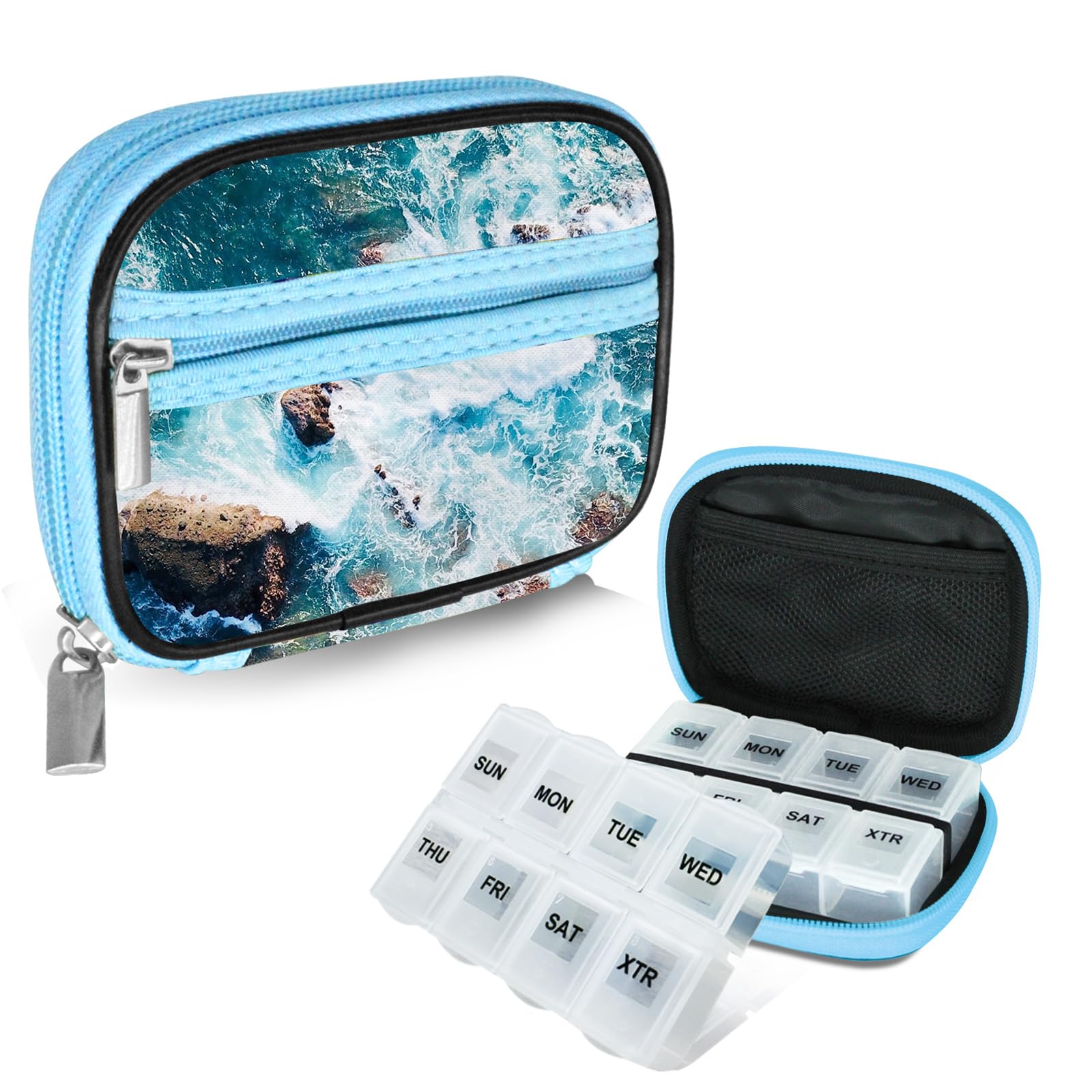 Snapklik.com : Serfeymi Weekly Travel Pill Organizer Pill Case For Purse