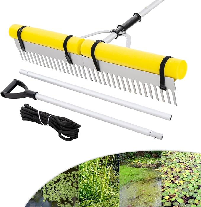 IRONMAX Pond Rake, 36’’ Folding Aluminum Aquatic Weed Rake Weed Cutter ...