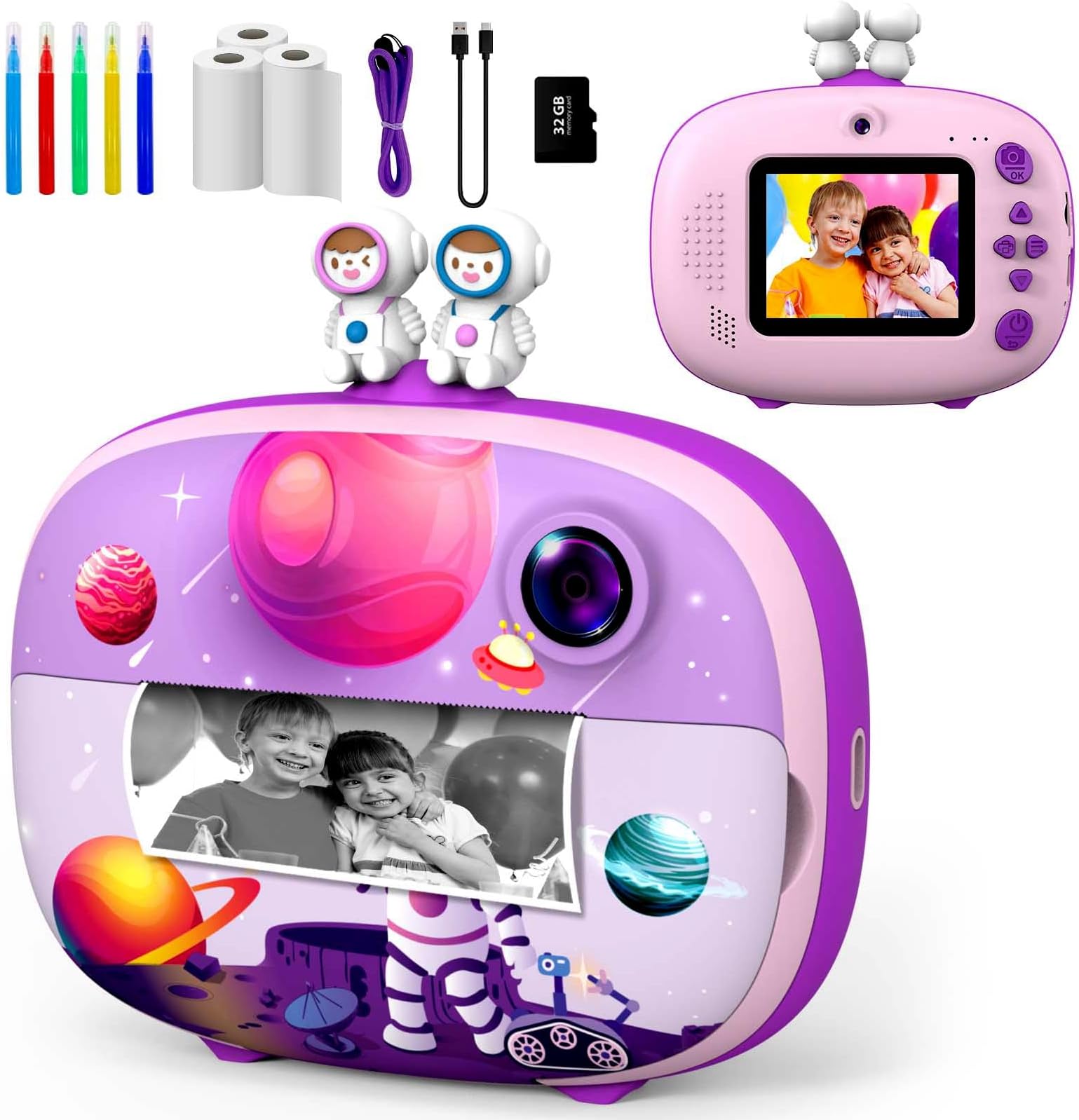 CAMCLID Appareil Photo Instantané Enfant, 1080P Appareil Photo ...