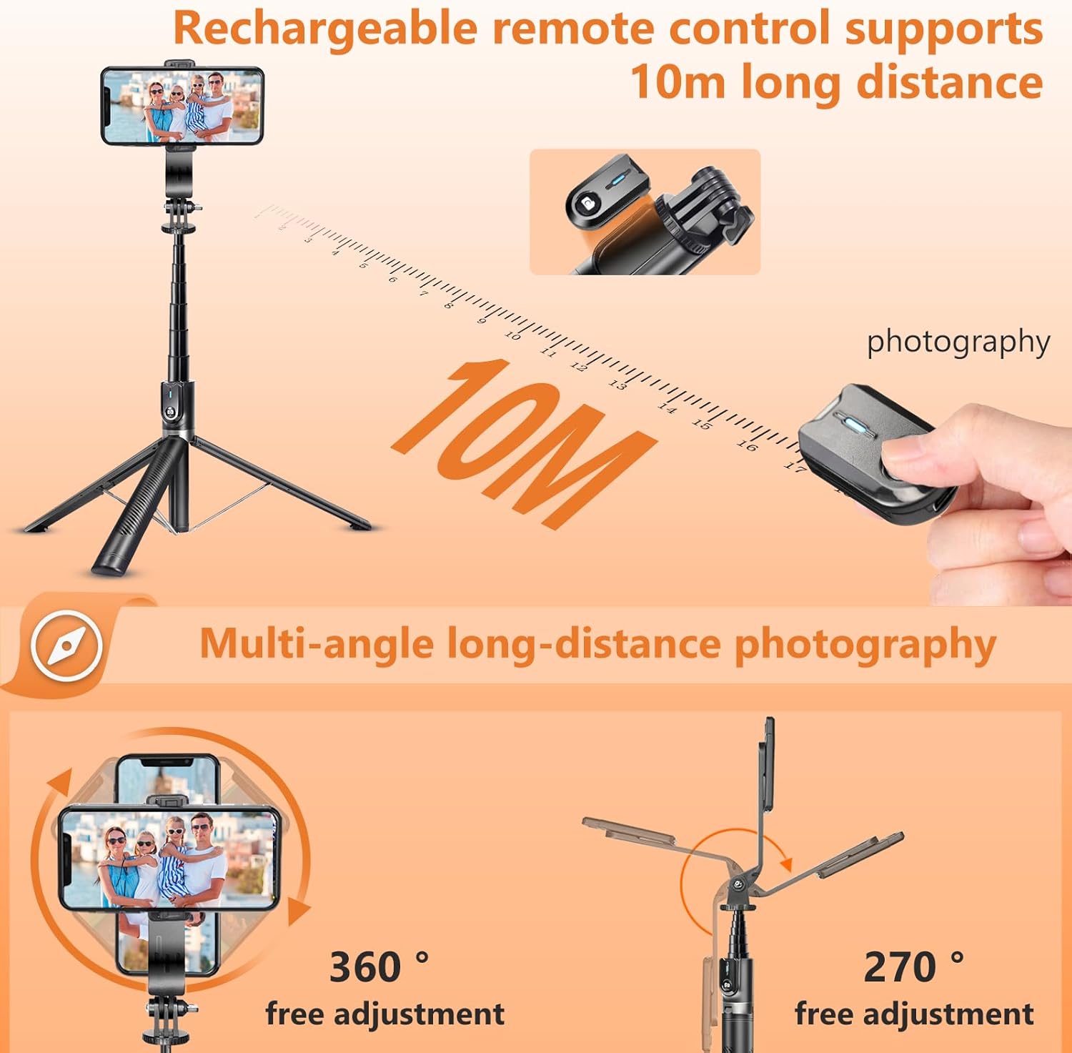 PEYOU Trípode de palo selfie de 69 pulgadas con control remoto ...