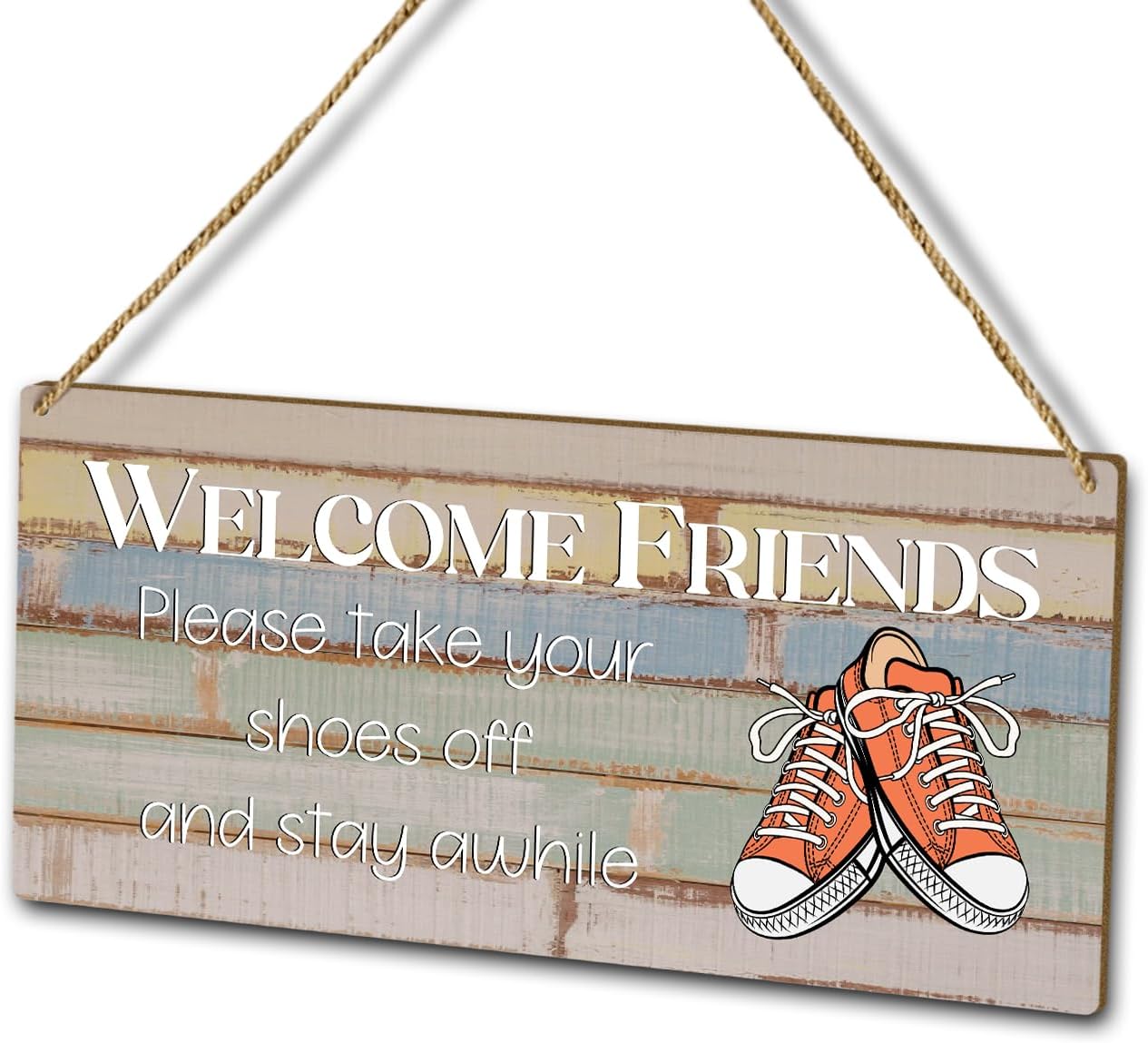 Amazon.com: Home Décor Wood Plaque Sign Wall Hanging, Welcome Friends ...