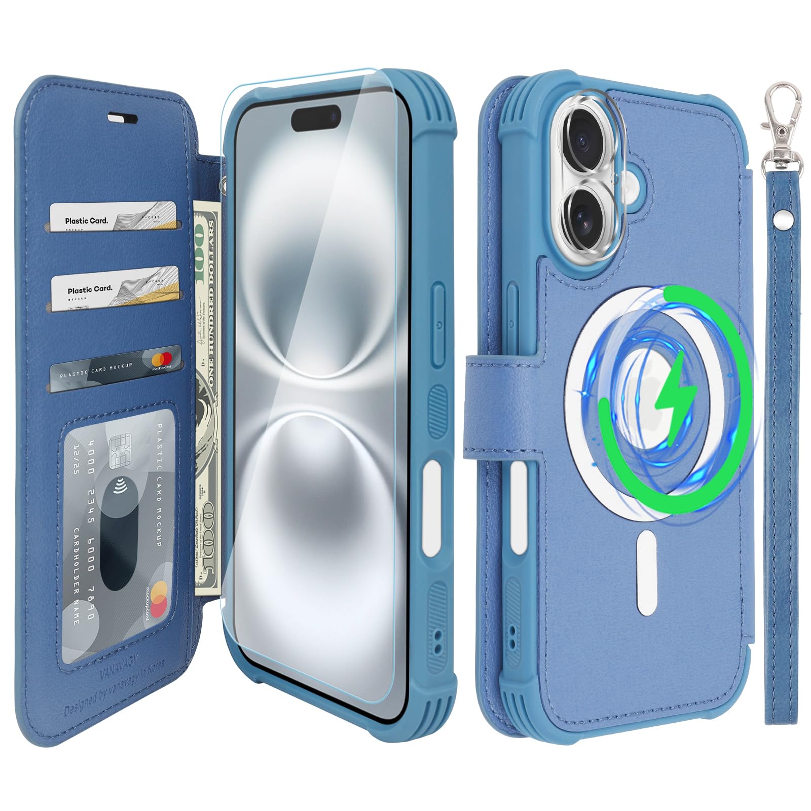 Amazon.com: VANAVAGY Compatible for iPhone 16 Wallet Case for Magsafe ...