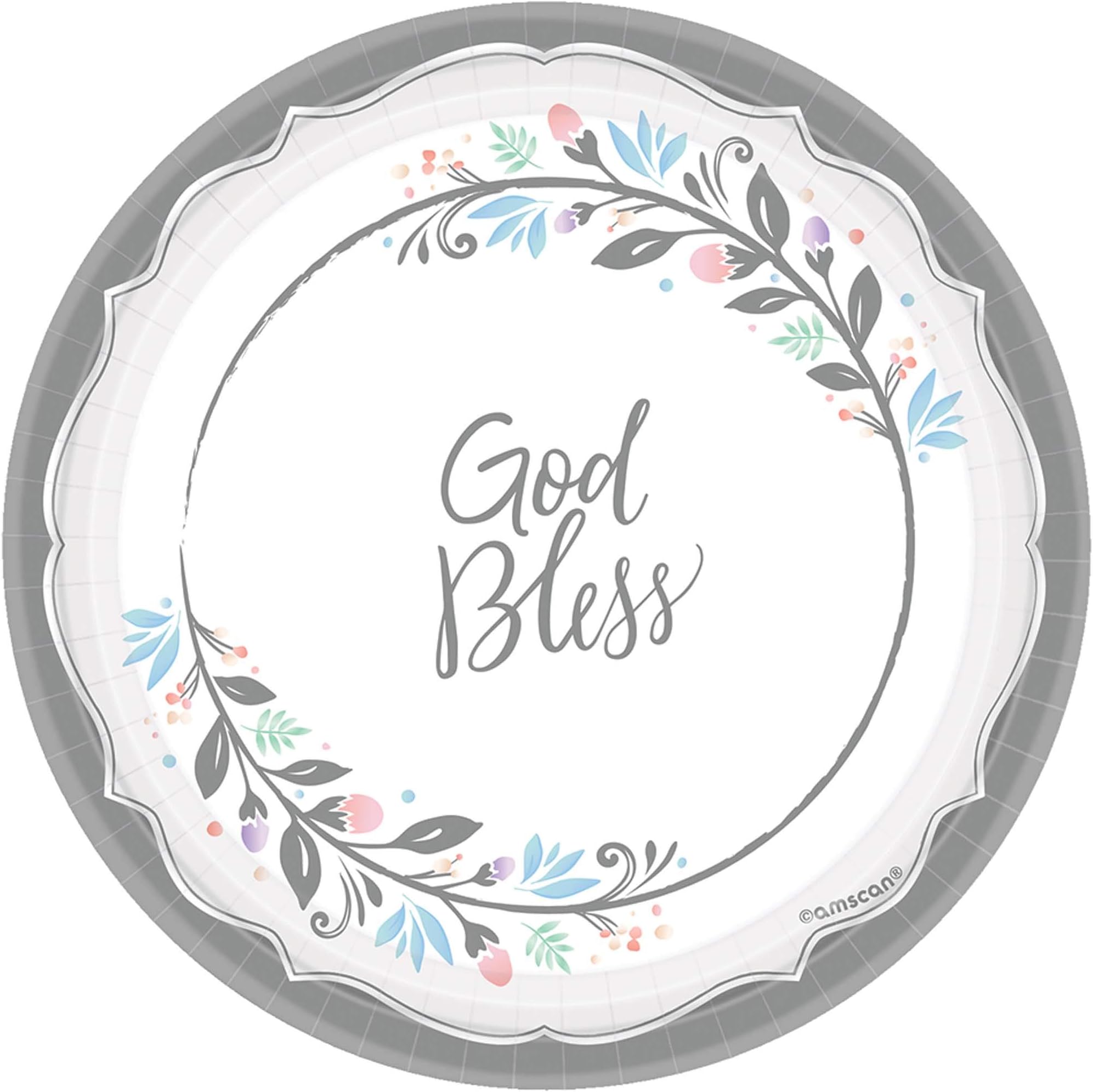 Amazon.com: Holy Day "God Bless" Round Paper Plates - 7" (Pack of 18 ...