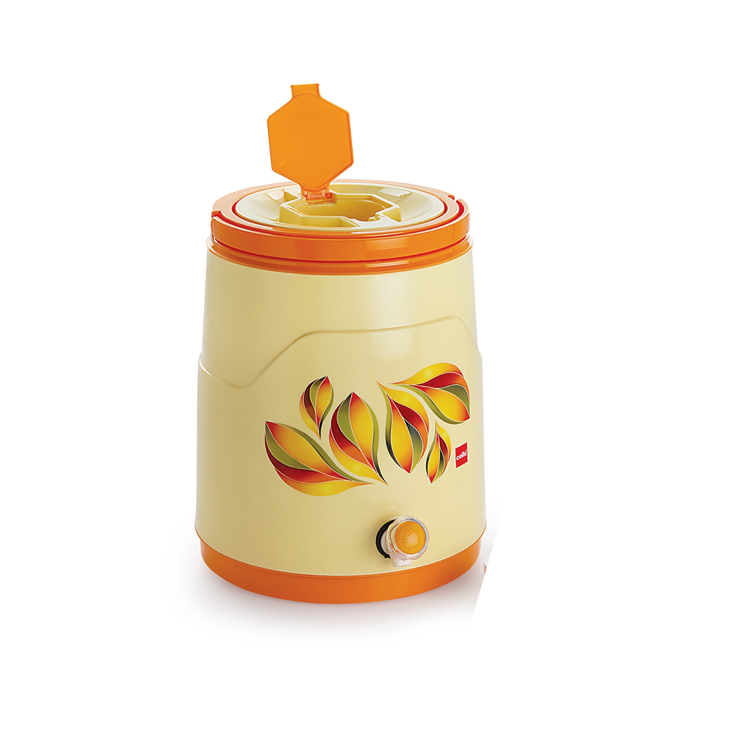 Cello Fountain Plastic PU Insulated Water Jug 7.5 litres, Orange | Leak ...