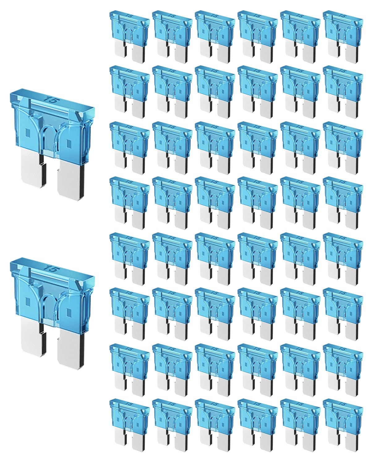Snapklik.com : 50pcs 15A Standard Car Fuses - 15 AMP Automotive Fuses