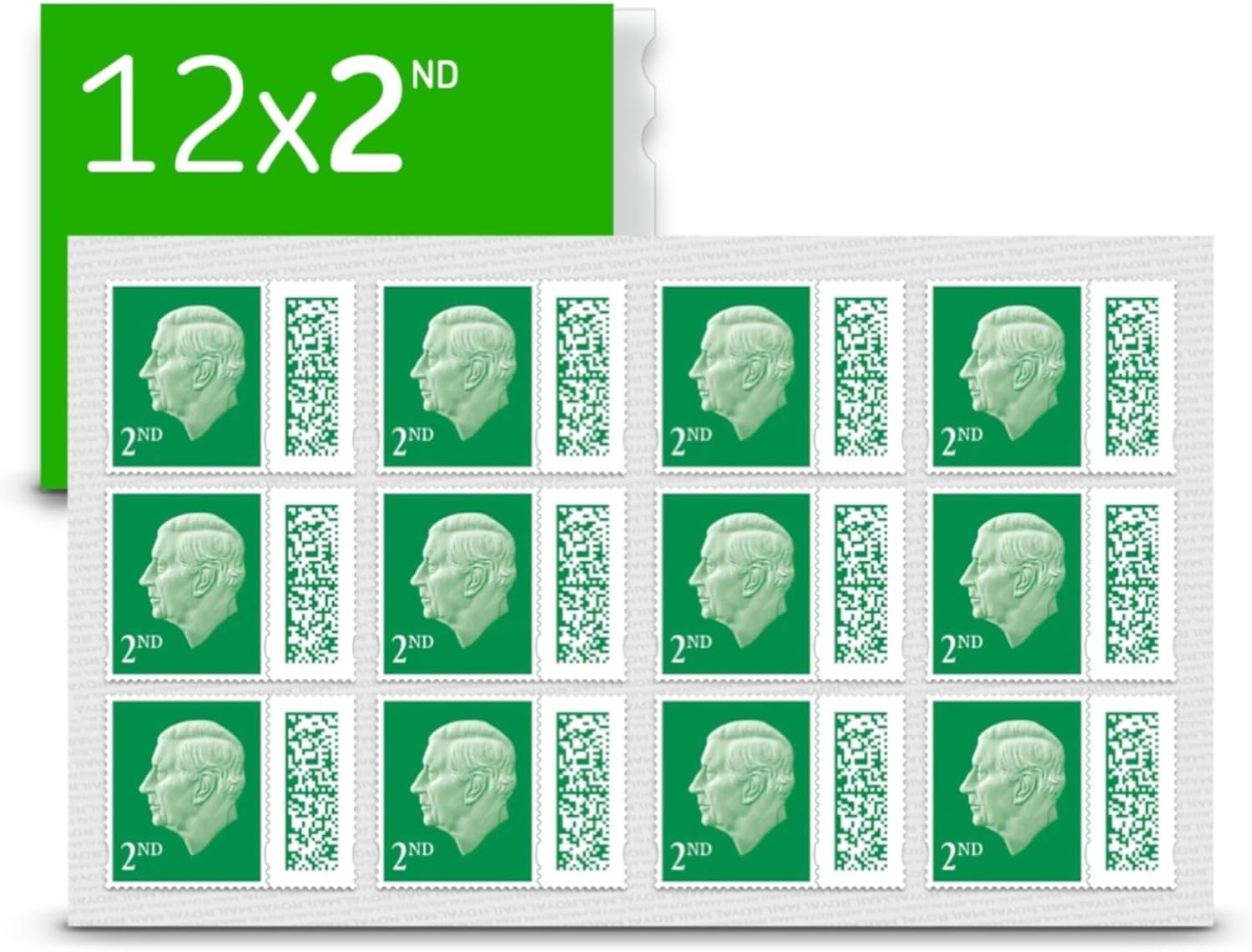 2nd Class Stamps (12 Pack) | Self Adhesive | QR Barcoded for ...