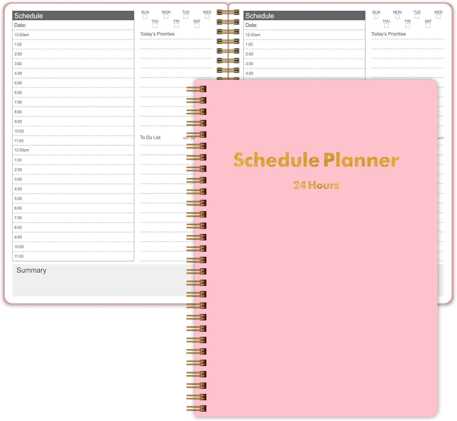 Amazon.com : 24 Hour Schedule Daily Planner - Undated To Do List ...