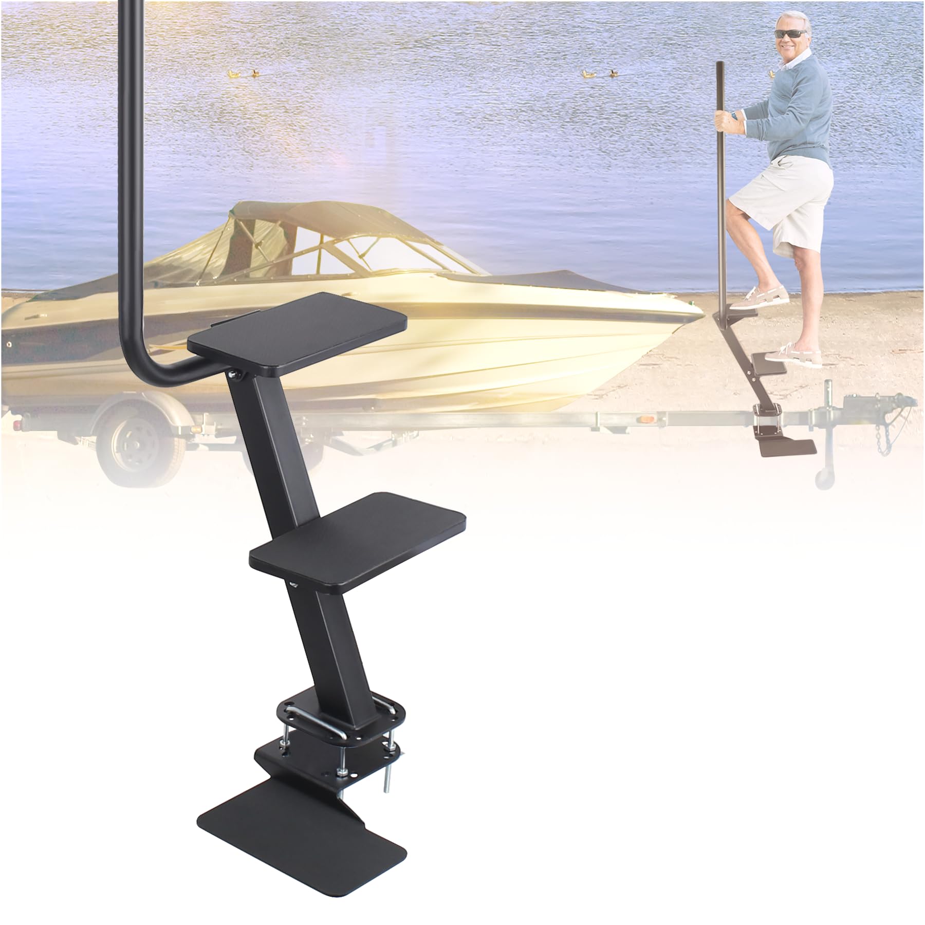 Snapklik.com : Heavy Duty Boat Trailer Steps - Non-Slip Ladder
