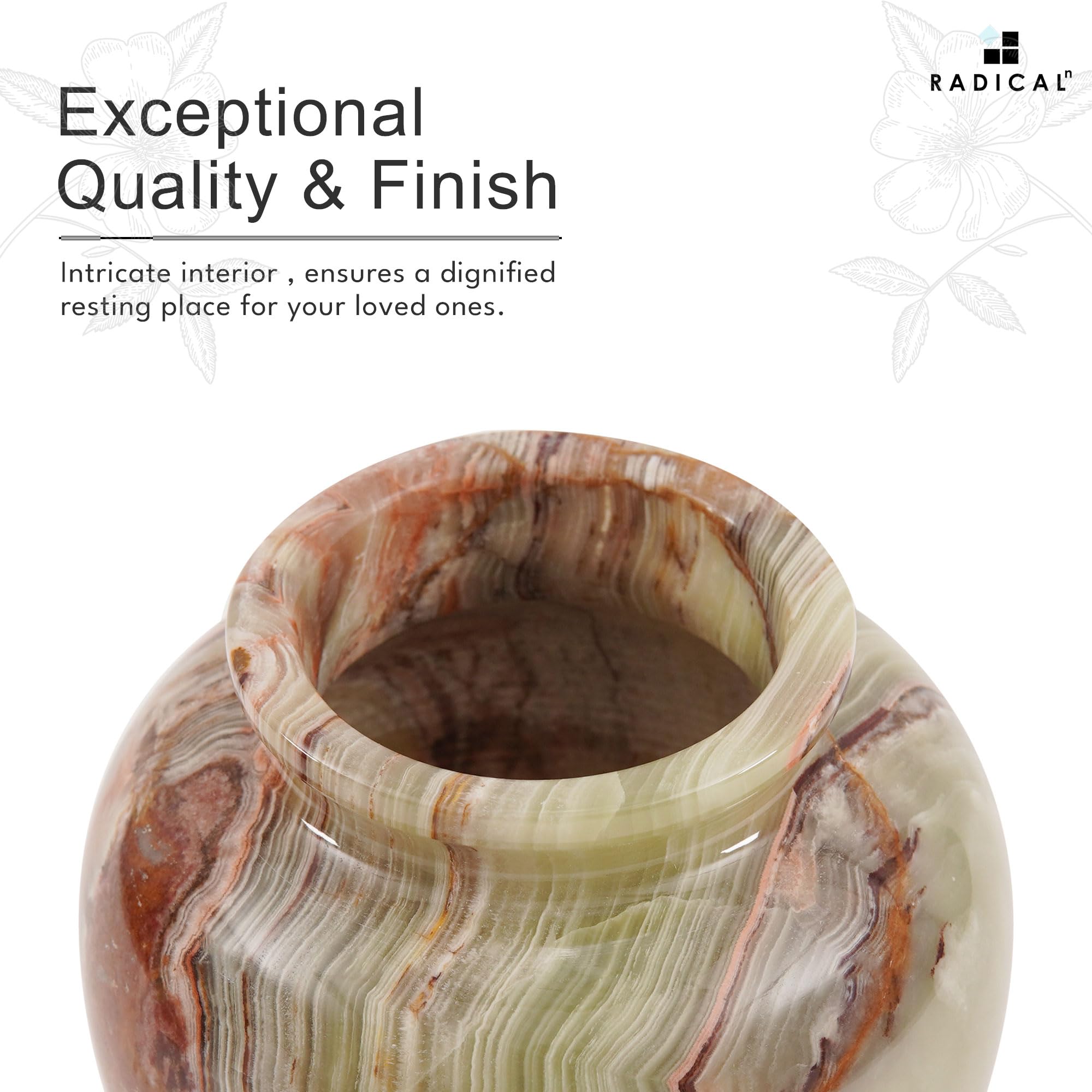 Radicaln Marble Cremation Urn 8″ Inch Green Onyx Handmade Keepsake Urns ...