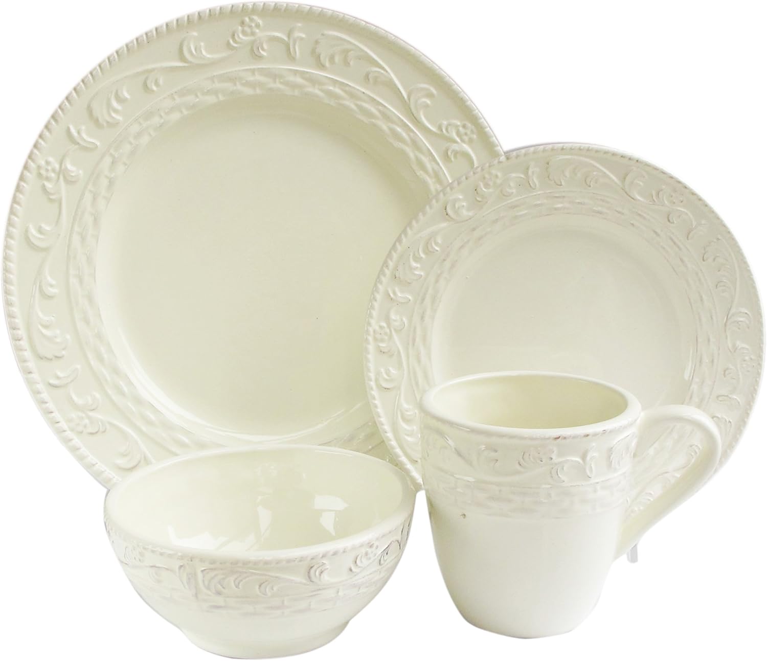 Amazon.com | American Atelier Atria 16-Piece Dinnerware Set, Cream ...
