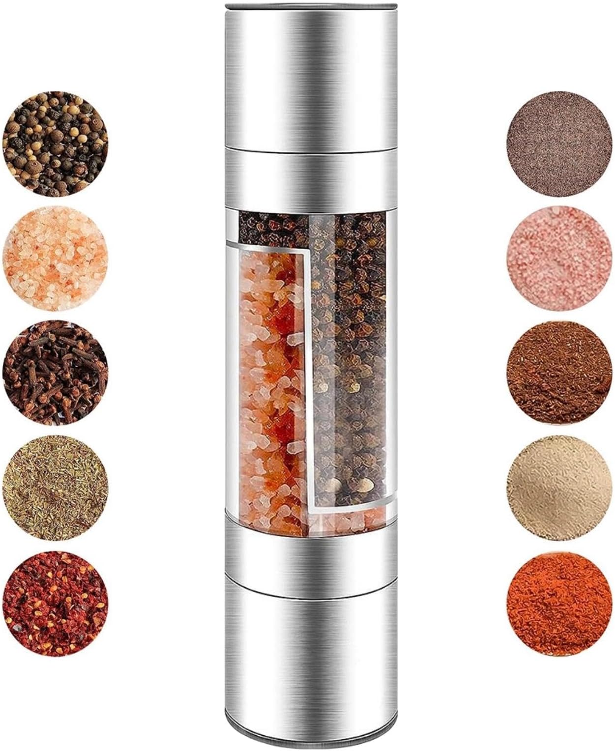 Amazon.com: Mixoo Salt and Pepper Grinder - 2 in 1 Manual Stainless ...