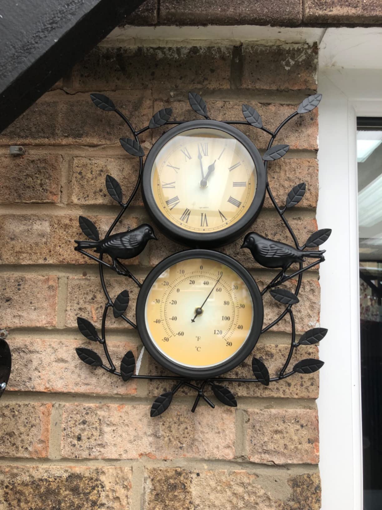 Leaf & Bird Design Decorative Garden Clock With Thermometer WITH FREE ...