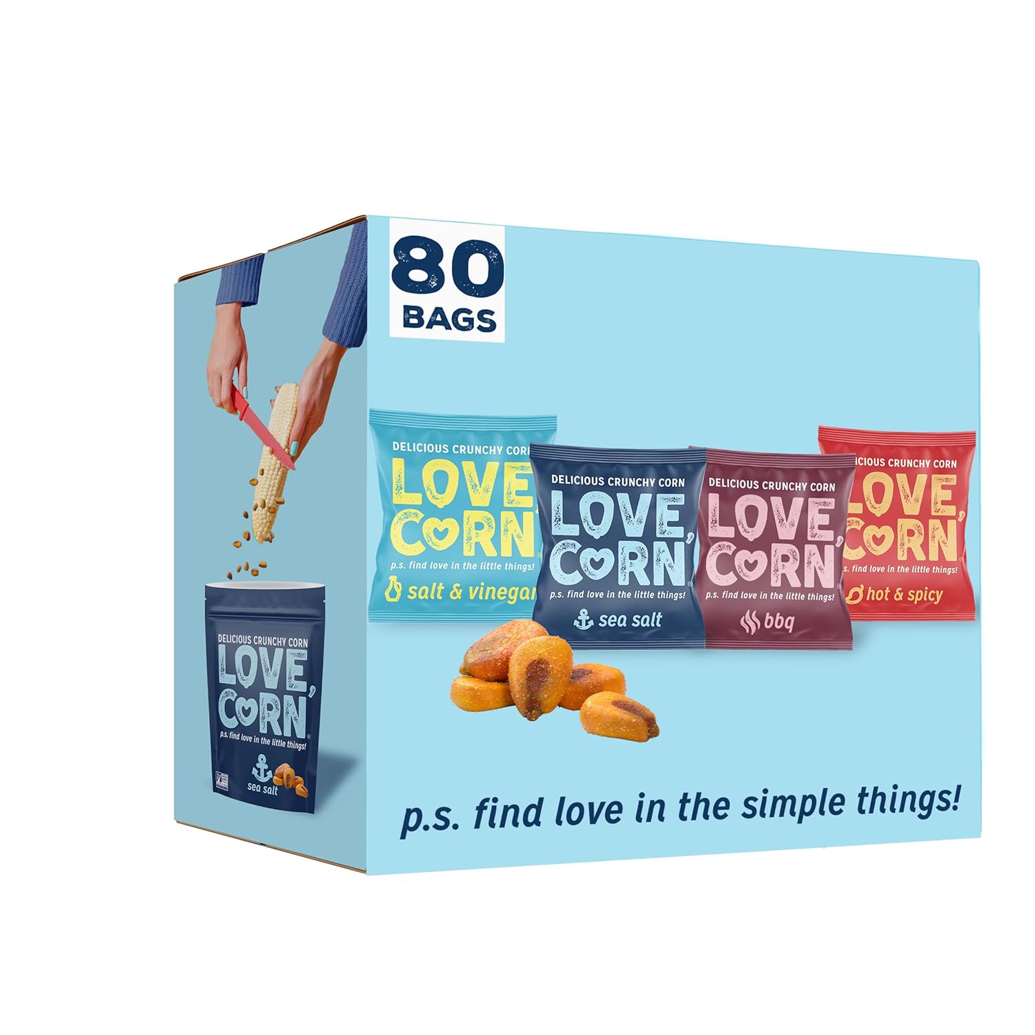 Amazon.com: LOVE CORN Value Pack Sea Salt, BBQ, Hot & Spicy, Salt ...