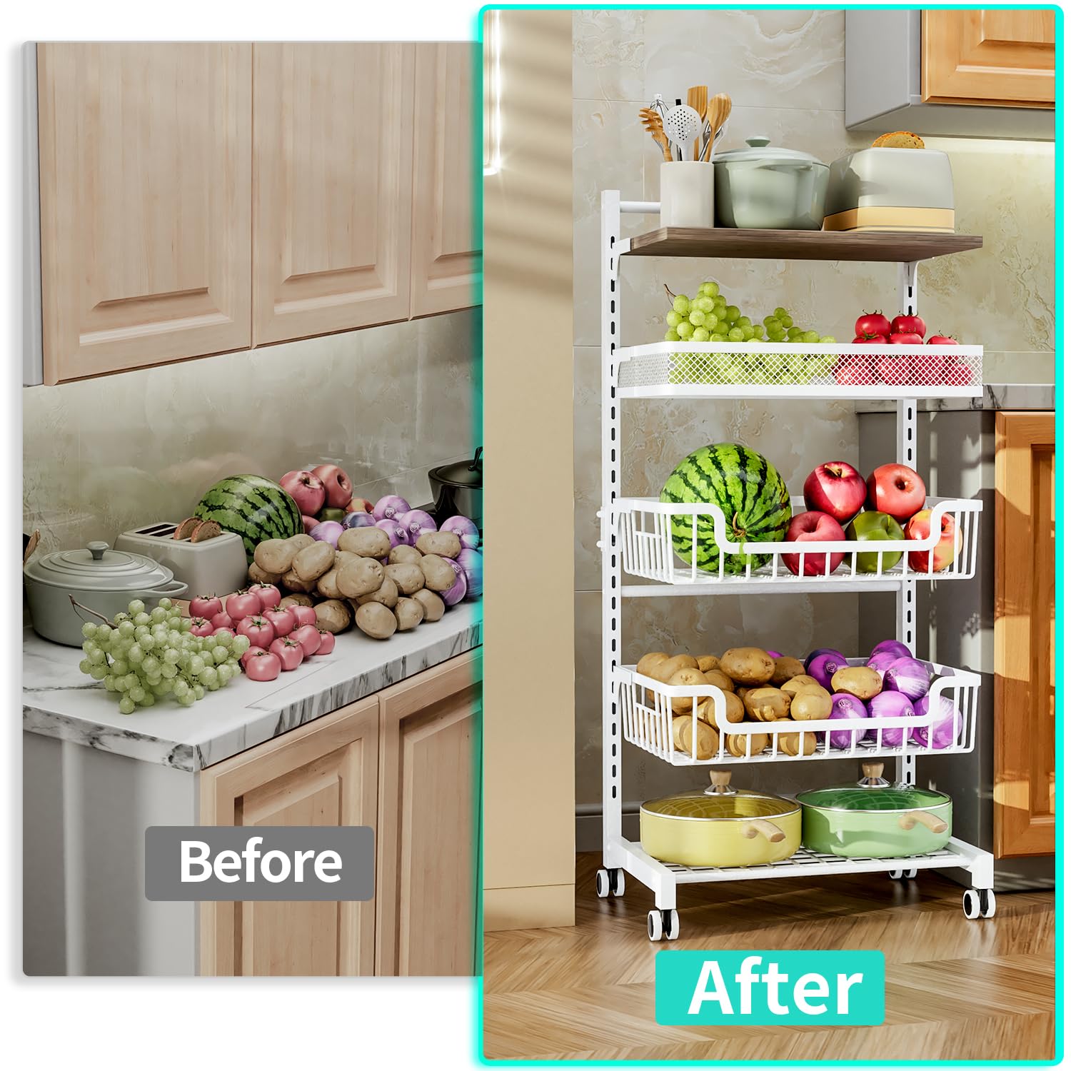Snapklik.com : HapiRm Fruit Basket Vegetable Basket - 5 Tier Adjustable ...