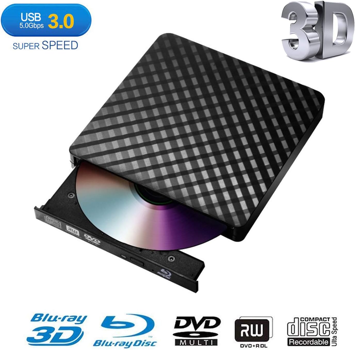 Amazon.com: External CD DVD Blu-ray Drive,External Blu-ray 3D BD Player ...