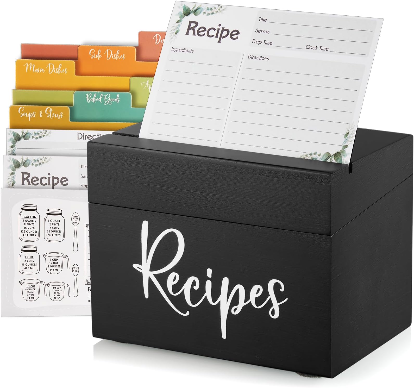 Amazon.com: MISTOD Wood Recipe Card Box, Rustic Grey Recipe Cards and ...