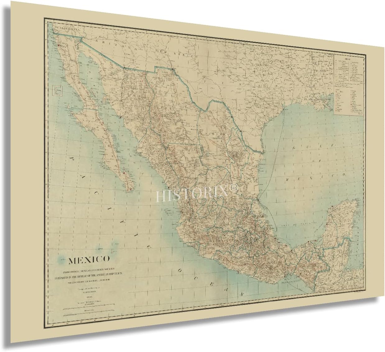 Amazon.com: HISTORIX Vintage 1900 Mexico Map Poster - 24x36 Inch ...