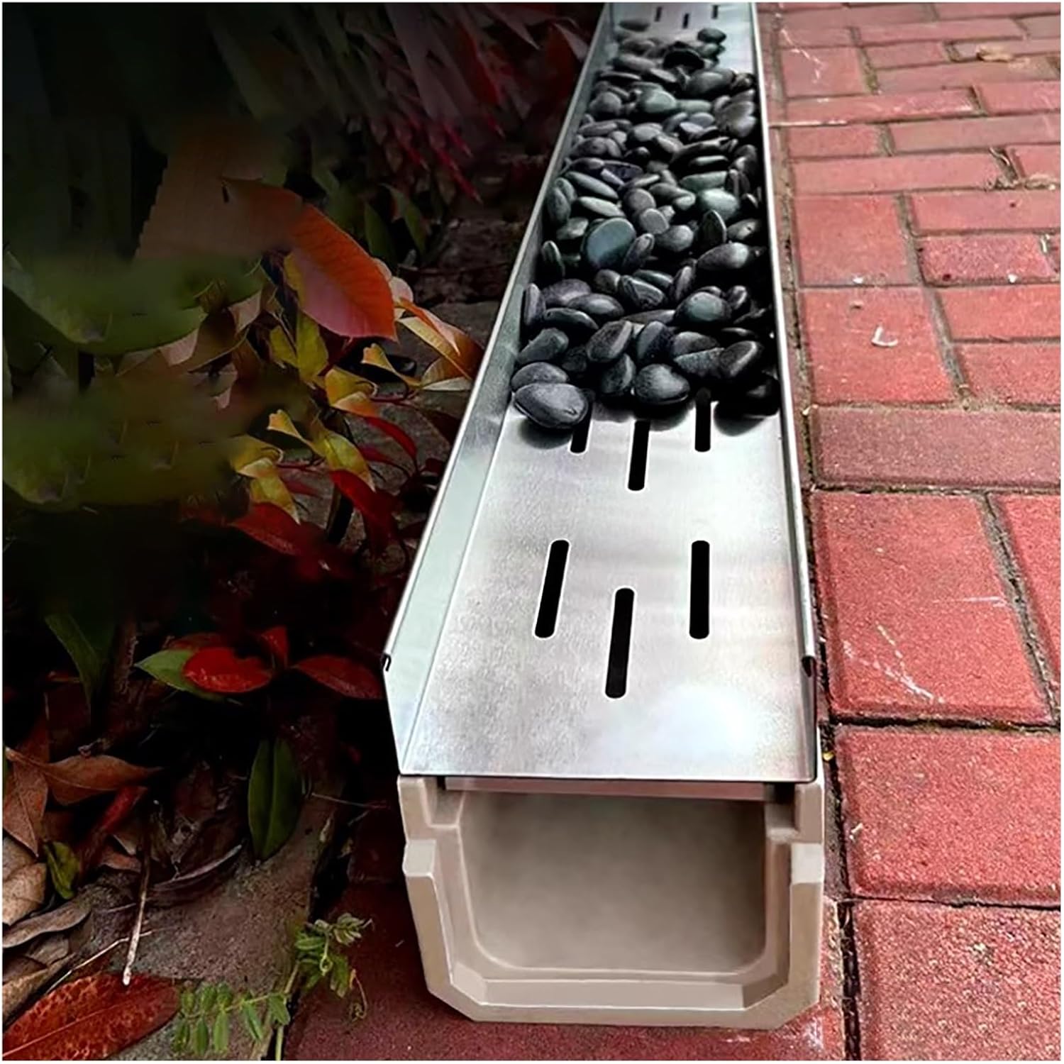 Channel Drain Garden Drainage System, U-shaped Rain Gutter with ...