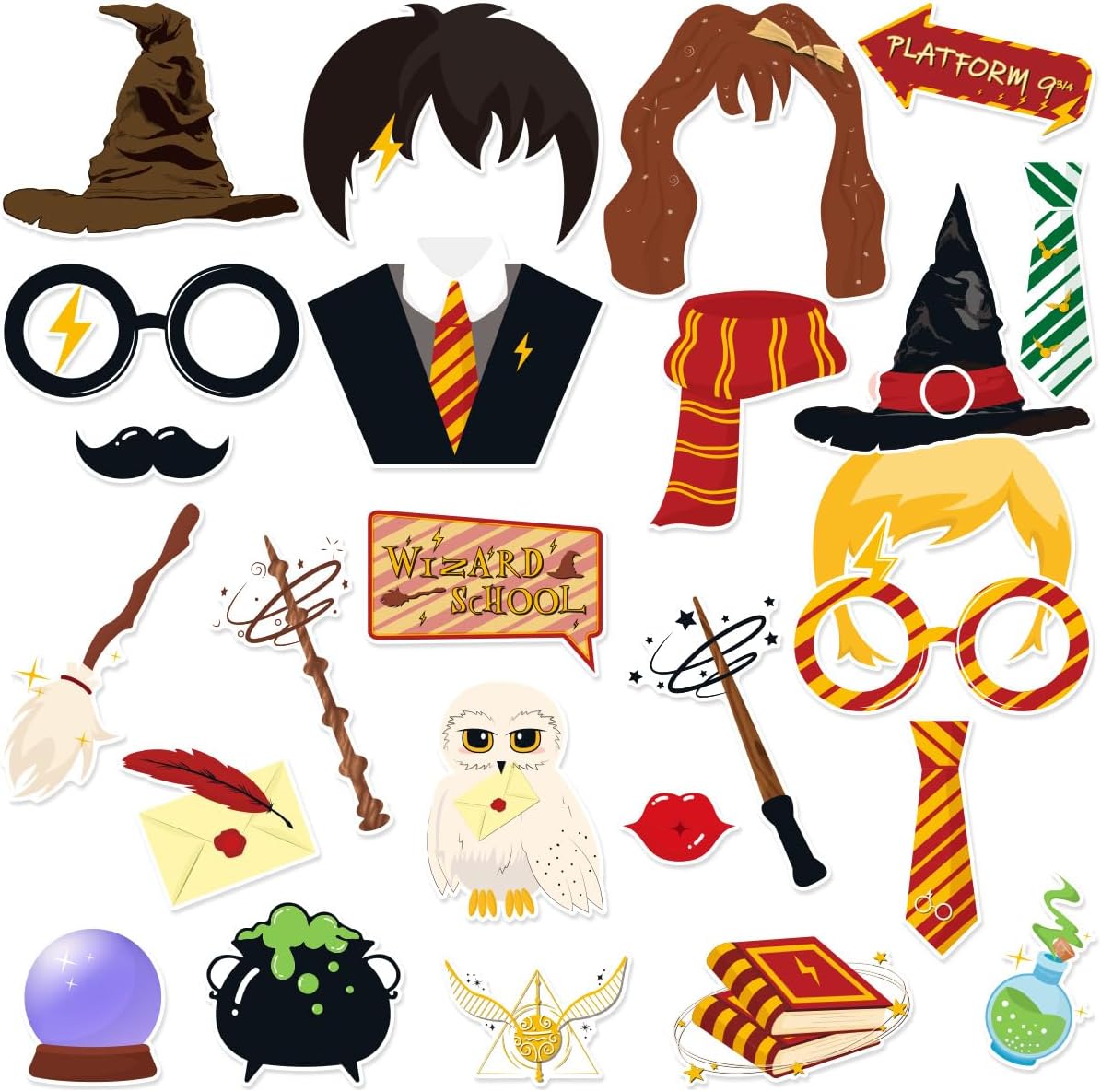 Amazon.com: 25Pcs Magical Wizard Party Photo Booth Props,Party Photo ...