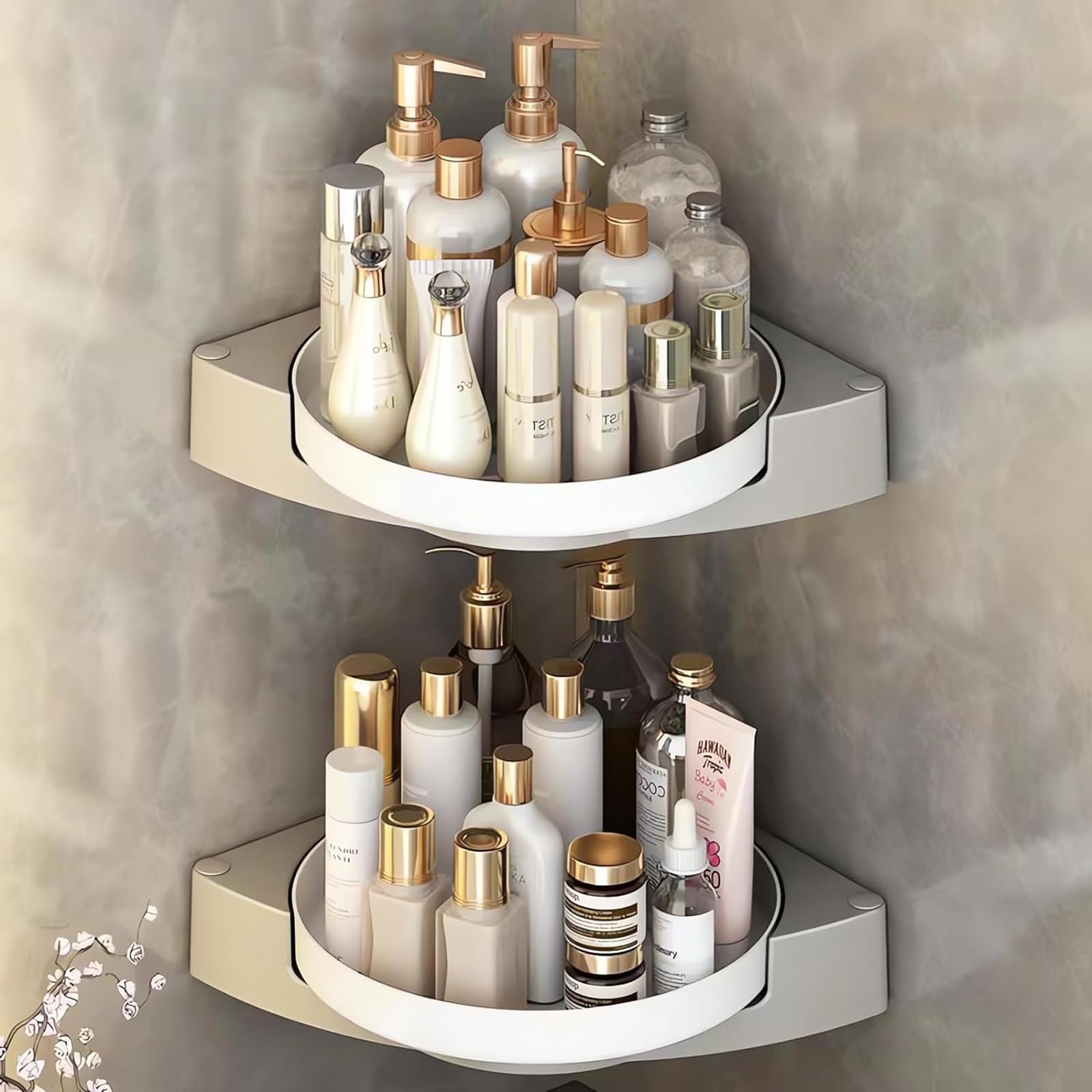 BIGP Lot de 2 Étagère de Douche sans Perçage Rotative à 360°, Étagère ...