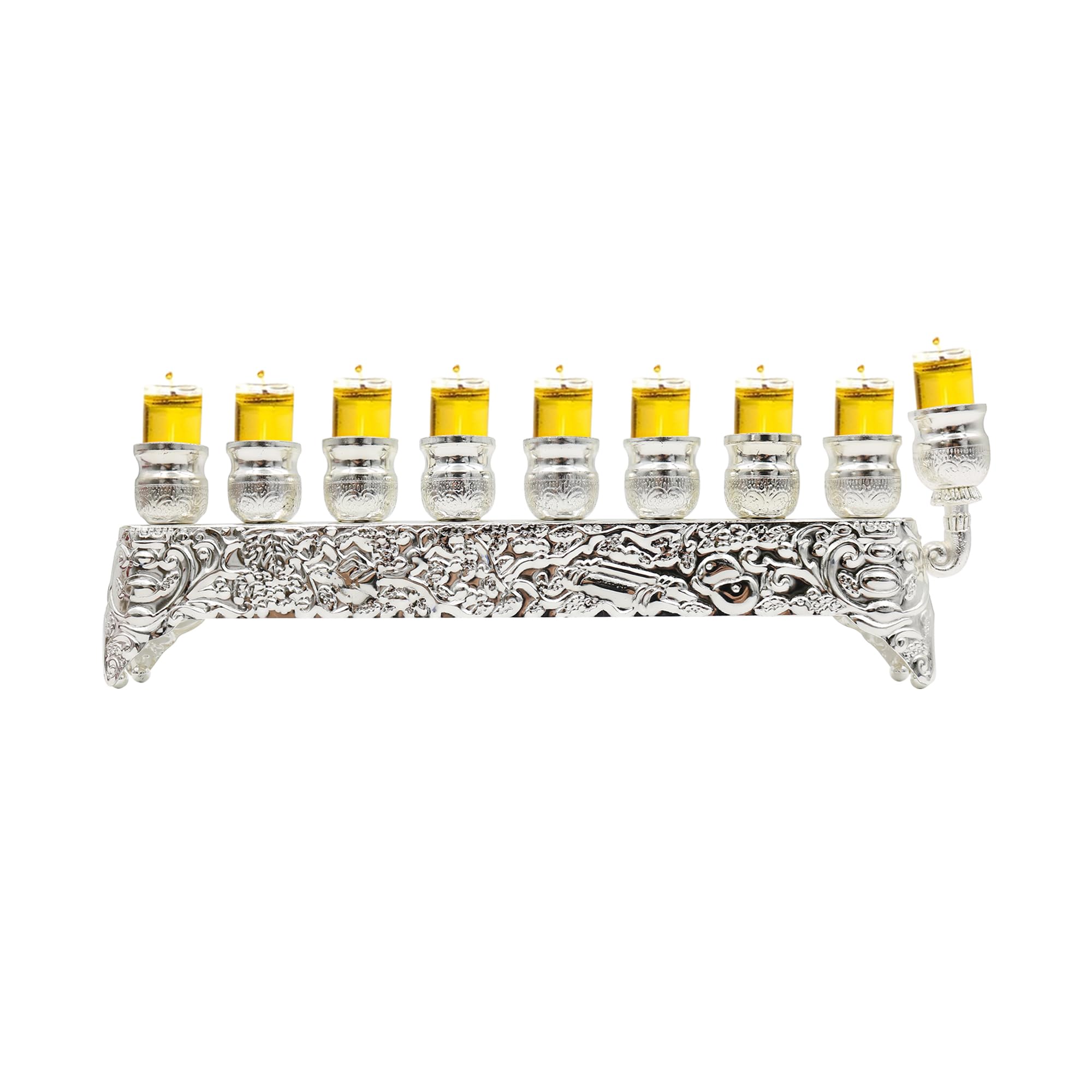 Amazon.com: Majestic Giftware Silver-Plated Chanukah Oil Menorah (MN ...