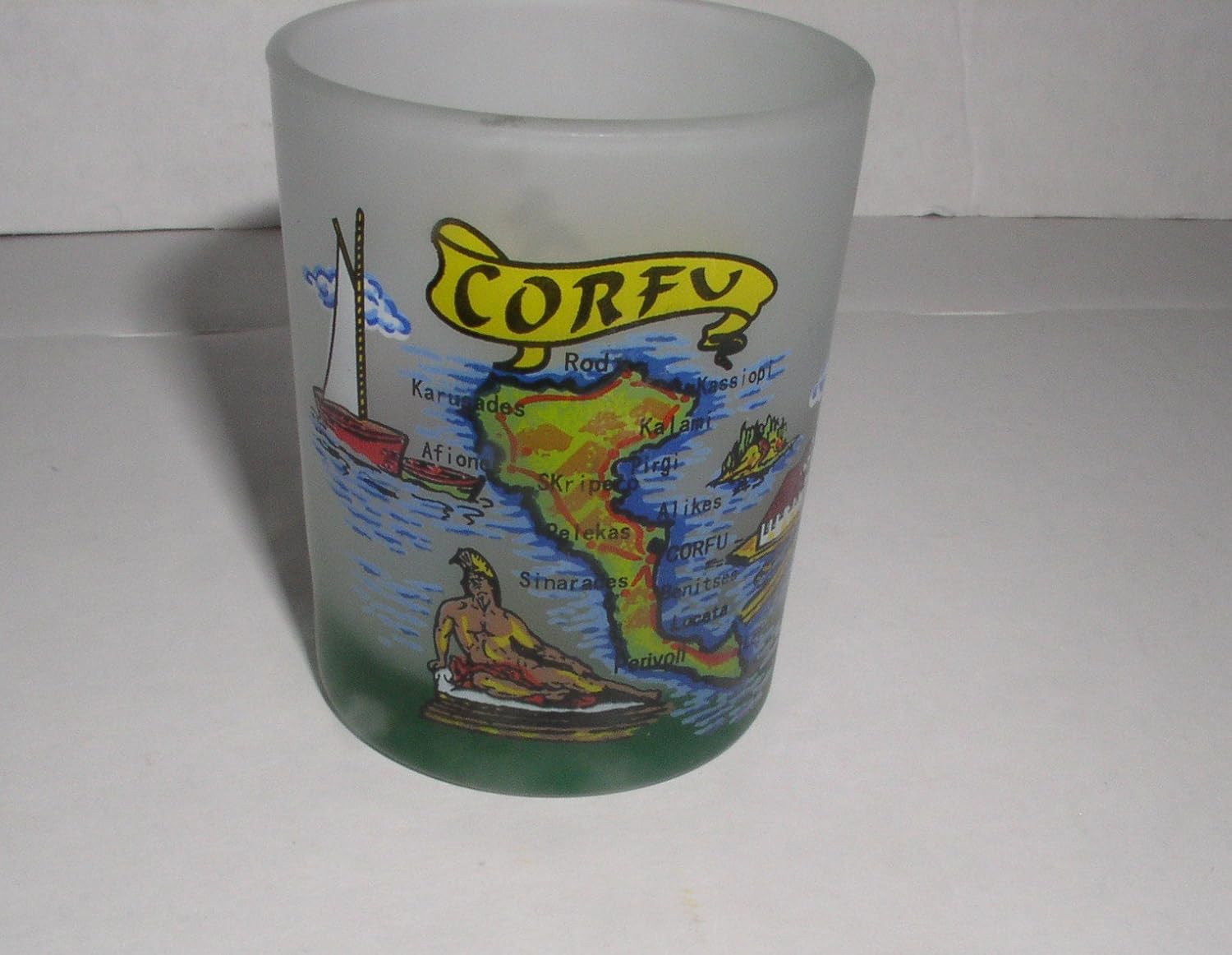 Amazon.com | CORFU GREECE ISLAND FROSTED SHOT GLASS: Shot Glasses