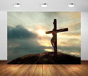 Amazon.com : BELECO 12x8ft Fabric Christian Cross Backdrop Jesus Christ ...