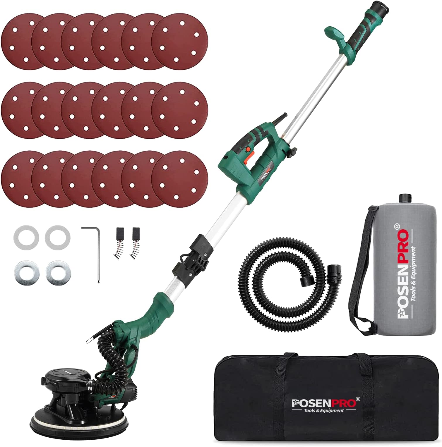 POSENPRO Drywall Sander, 810W 7A Electric Drywall Sander with Vacuum ...