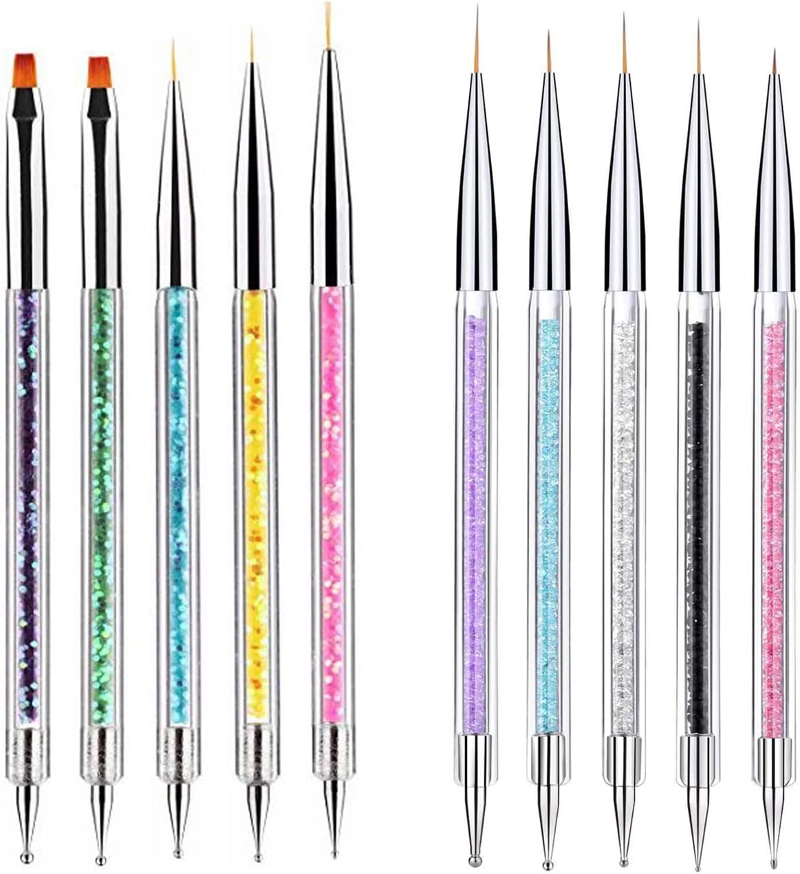 MAGIC ARMOR 10pcs Double Ended Nail Art Brushes Set Nail dotting tools ...