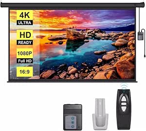 Amazon.com: 100 Inch Motorized Projector Screen, 16:9 Retractable ...