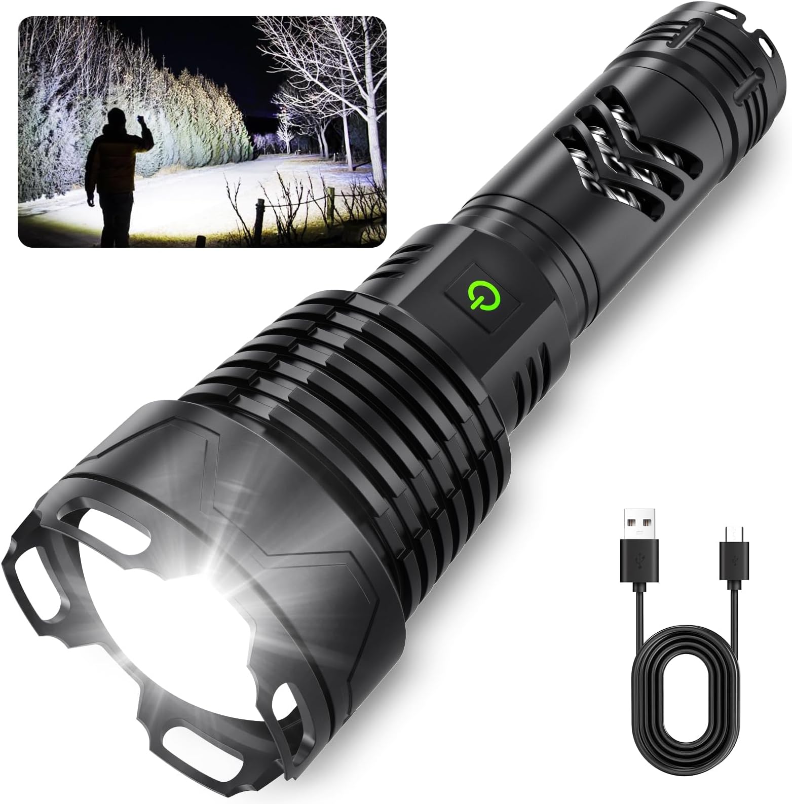 Amazon.com: KINGCAESAR Flashlights High Lumens Rechargeable, 900000 ...