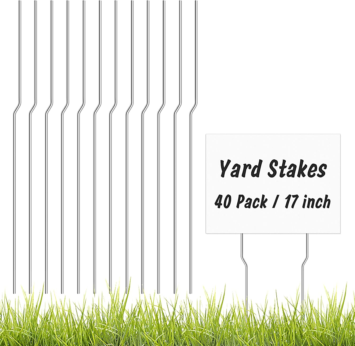 Amazon.com : 40Pcs Metal Yard Sign Stakes 17 Inches Yard stakes Wire ...