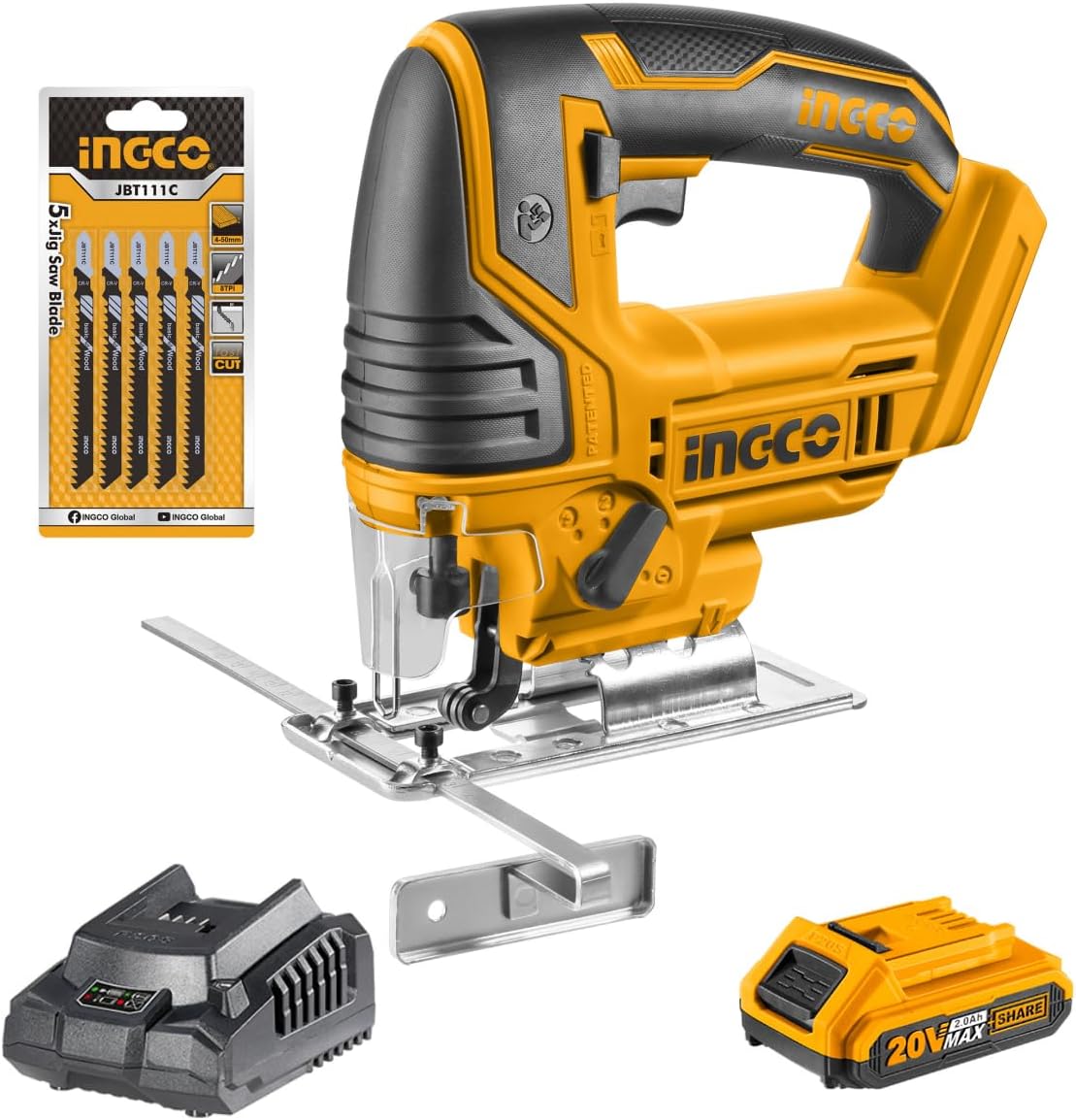 INGCO 20V Lithium-Ion Jig Saw Electric Cordless Jig Saw 2400RPM with ...