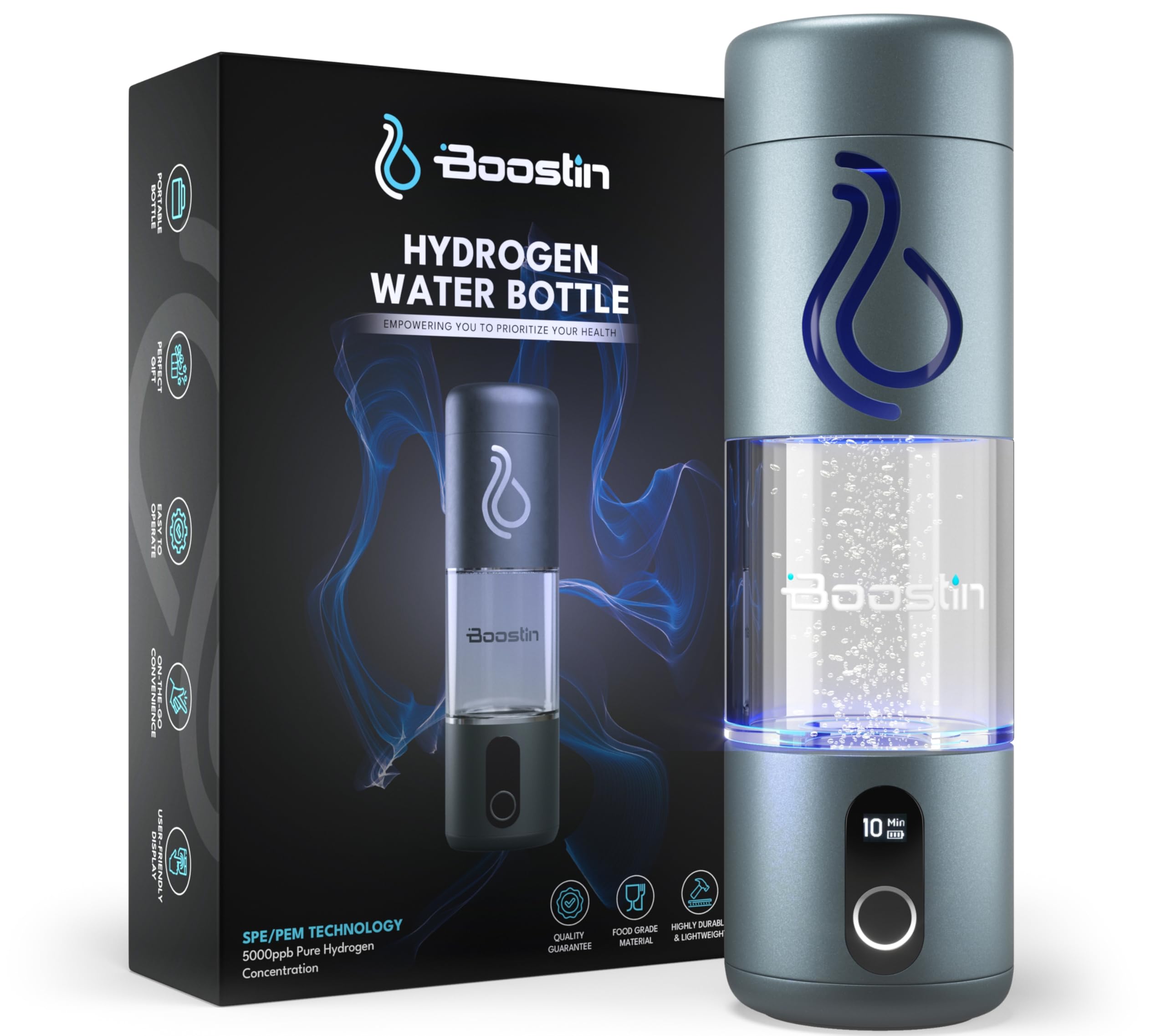 Boostin Pro Hydrogen Water Bottle 3 In 1 Spe Pem | Desertcart GB