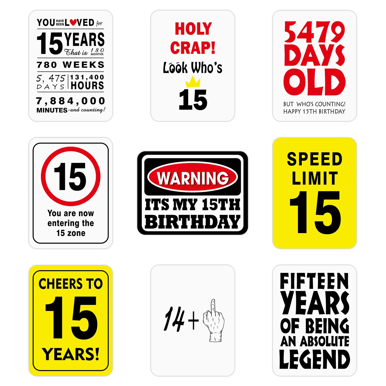 Snapklik.com : 15th Birthday Party Decorations - 9PCS Wall Signs Funny ...
