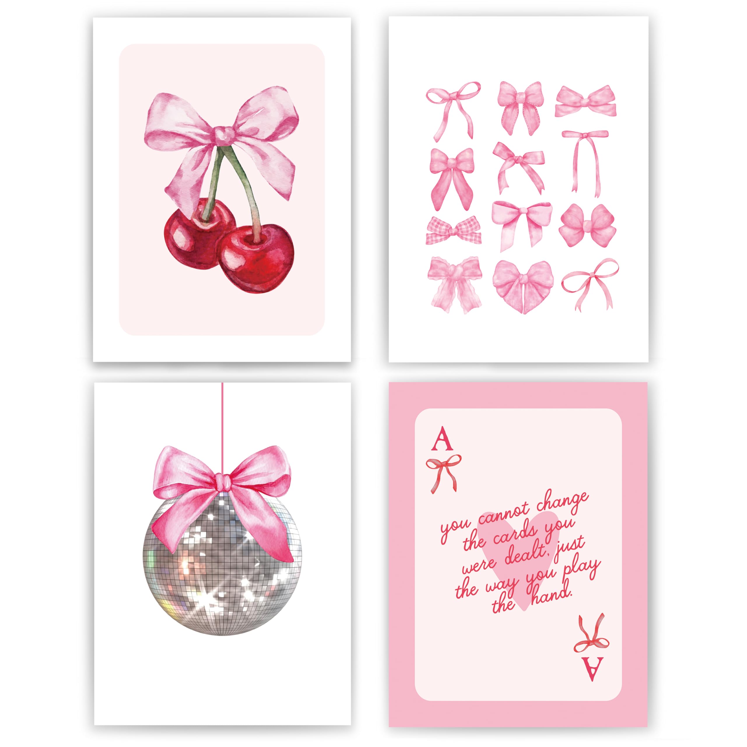 Amazon.com: okaxscm Pink Coquette Bow Trendy Preppy Wall Art Prints Set ...