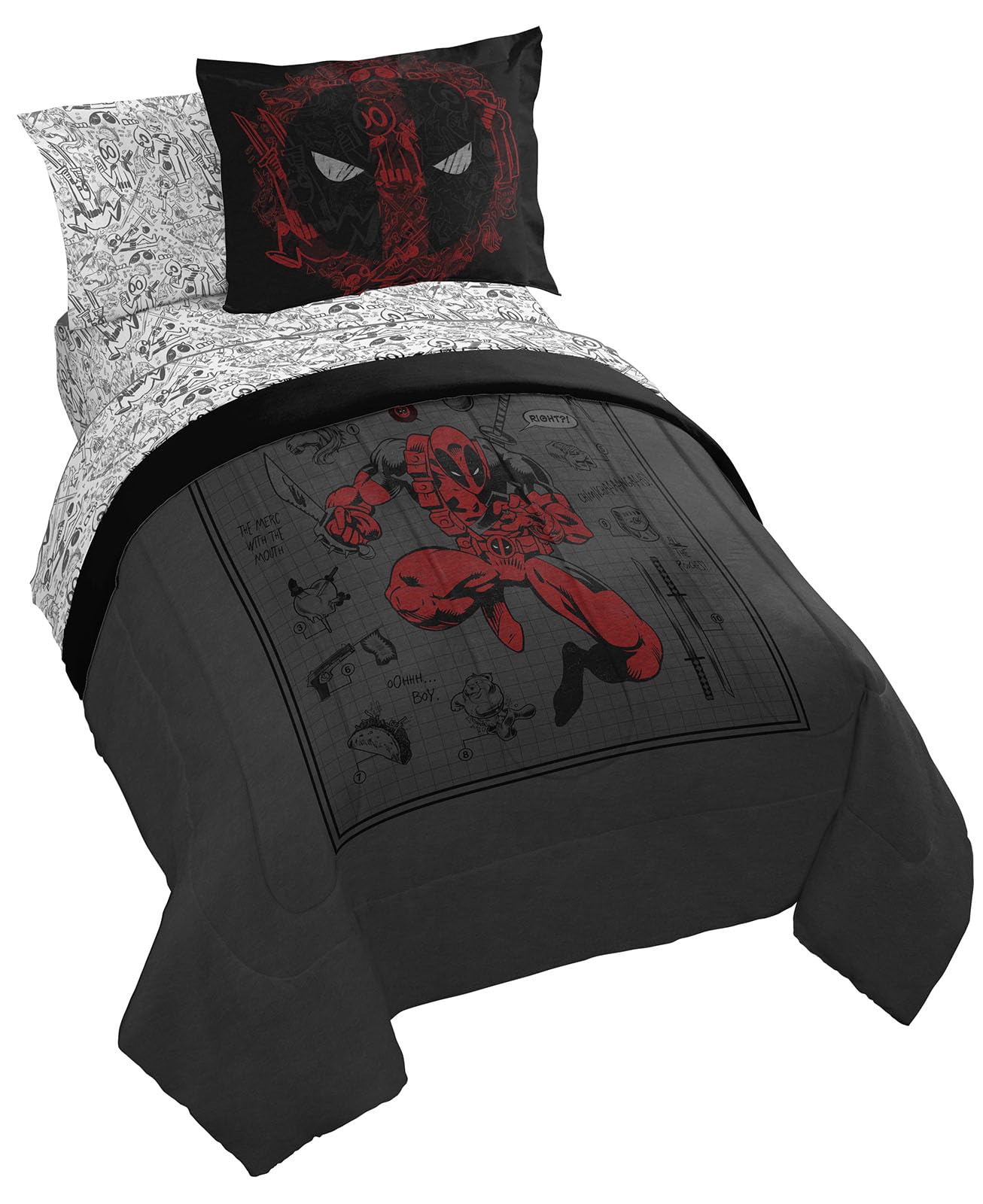 Amazon.com: Jay Franco Marvel Deadpool Full Size Comforter Set - 7 ...
