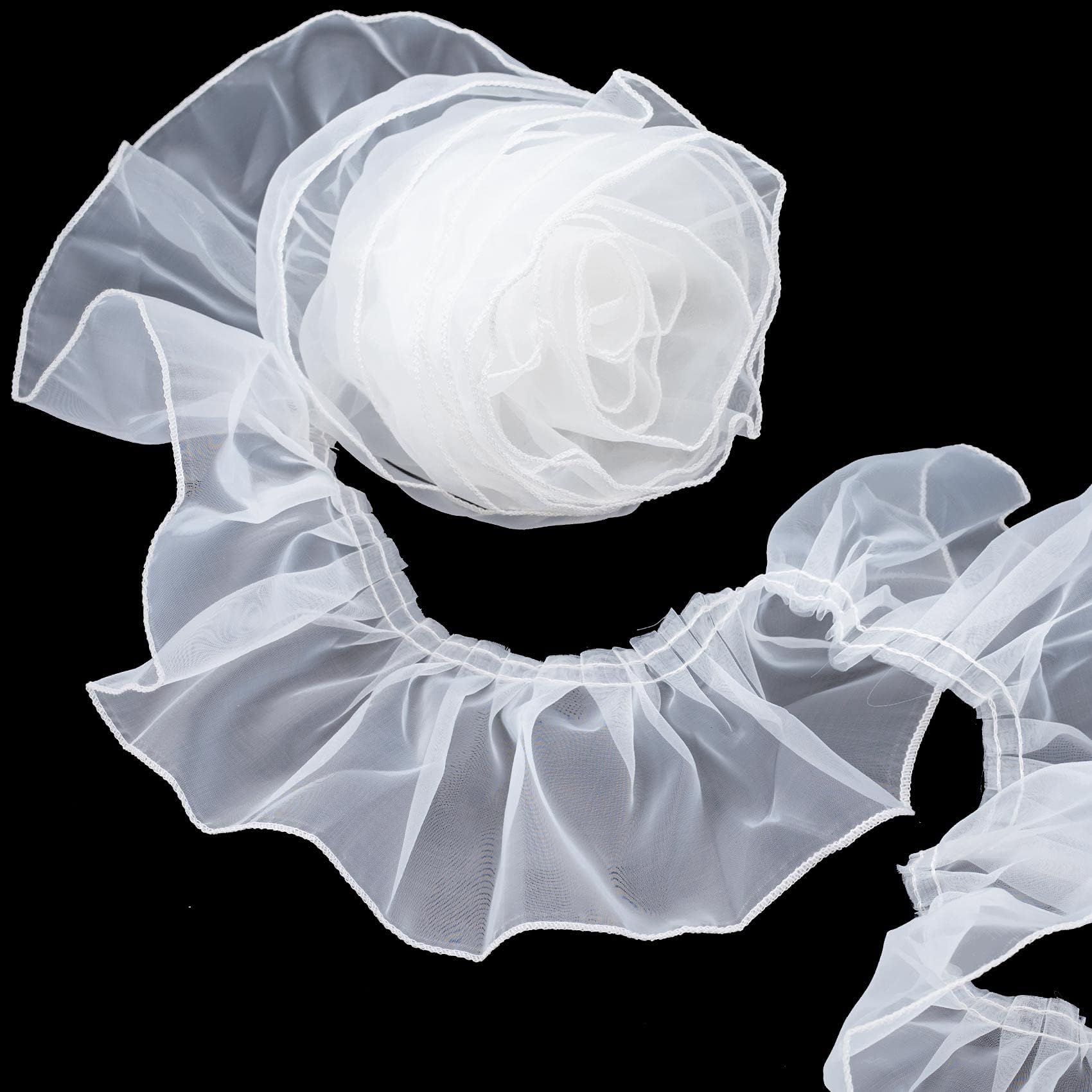 Amazon.com: 5 Yard Wide Retro Ruffle Pleated Chiffon Organza Tulle ...