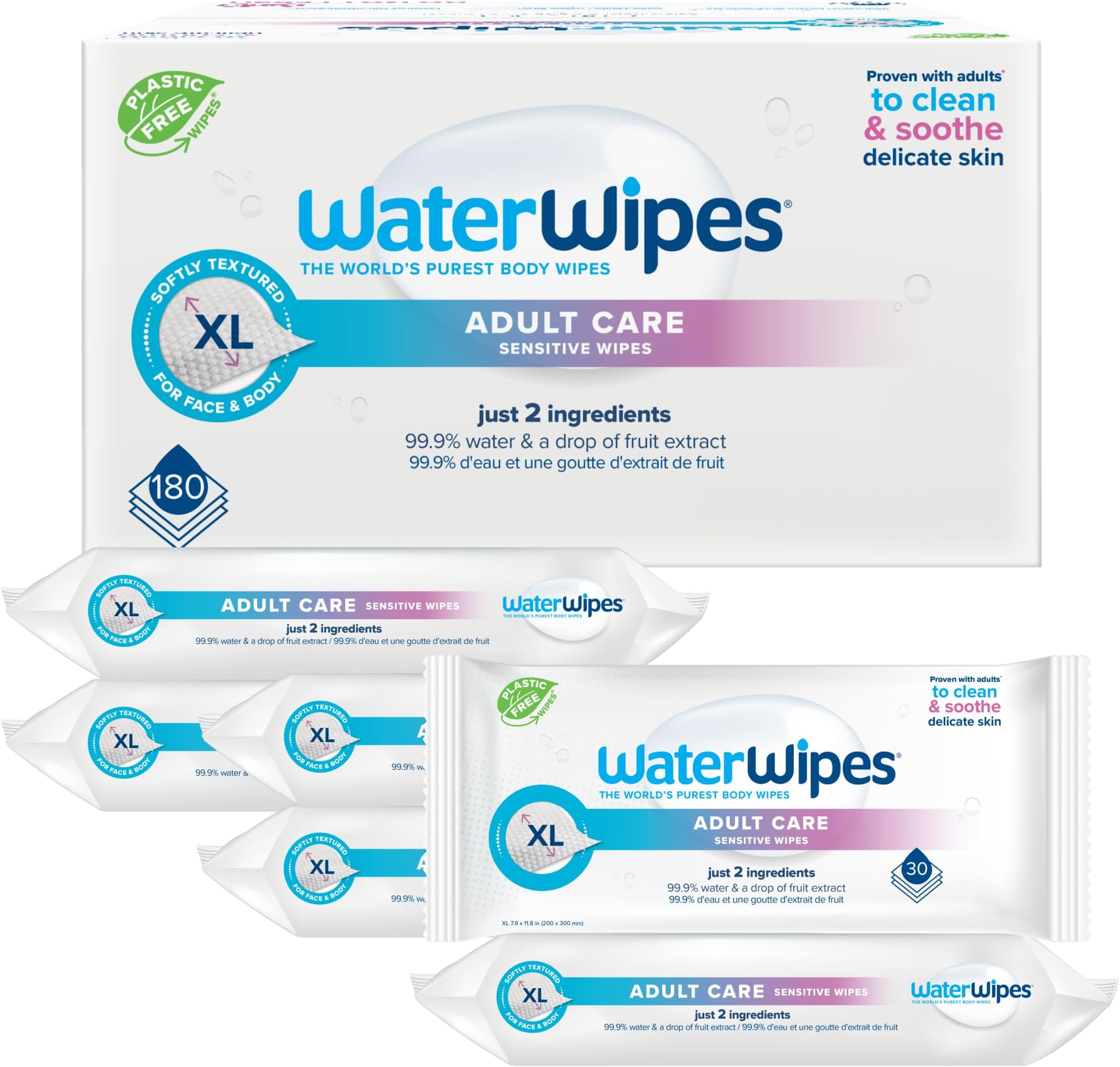 Amazon.com: WaterWipes Adult Care Wipes, Extra-large 99.9% Water Based ...