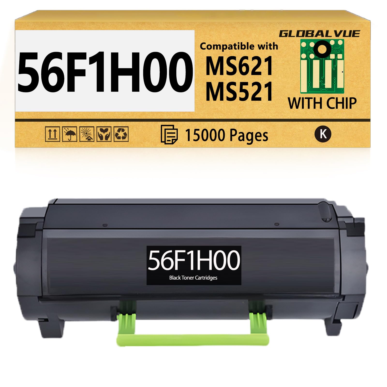 Amazon.com: GLOBALVUE 56F1H00 (15000 Pages)Toner Cartridges (With Chip ...