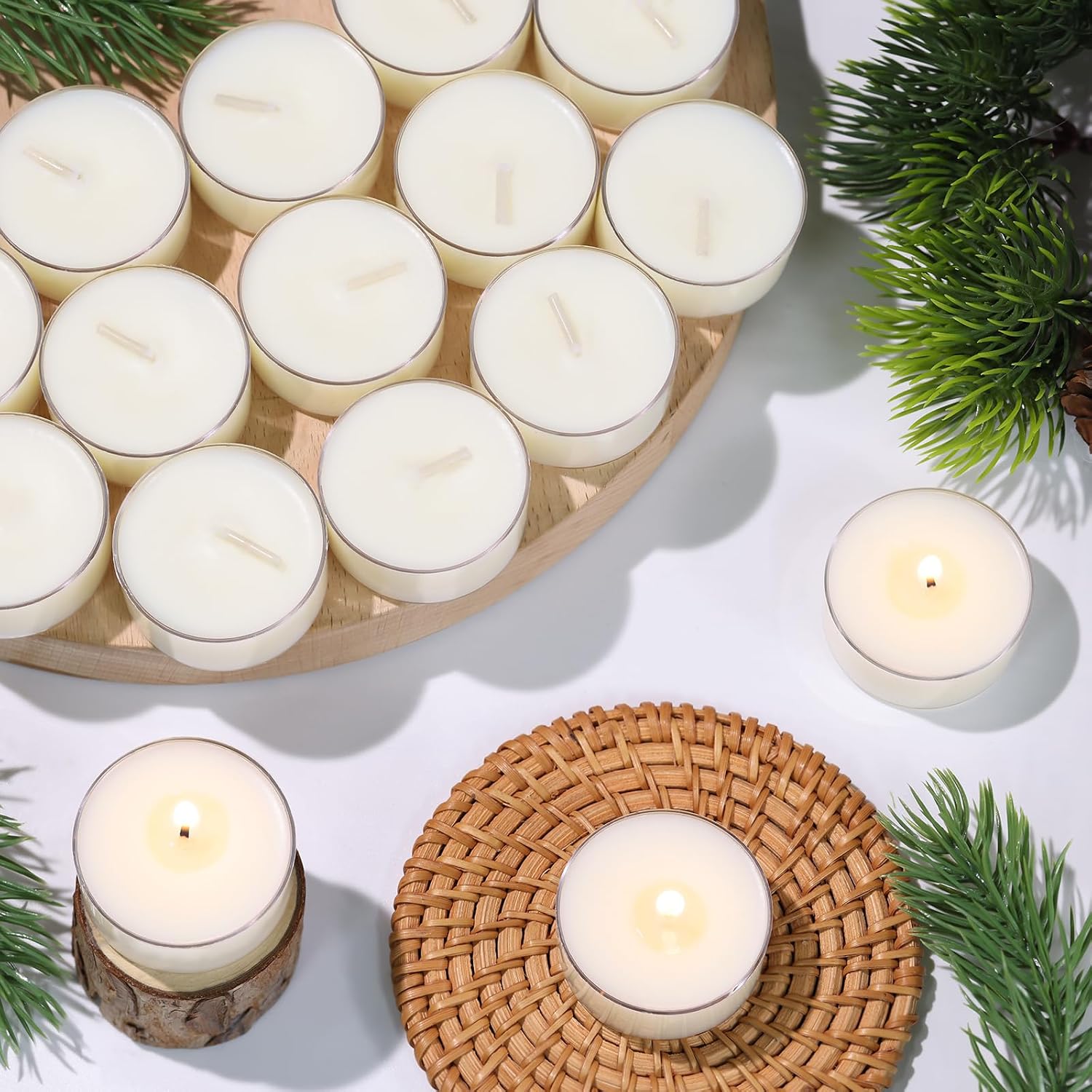 Amazon.com: 16Pcs Cedar Scented Tealight Candles, White Soy Wax Tea ...