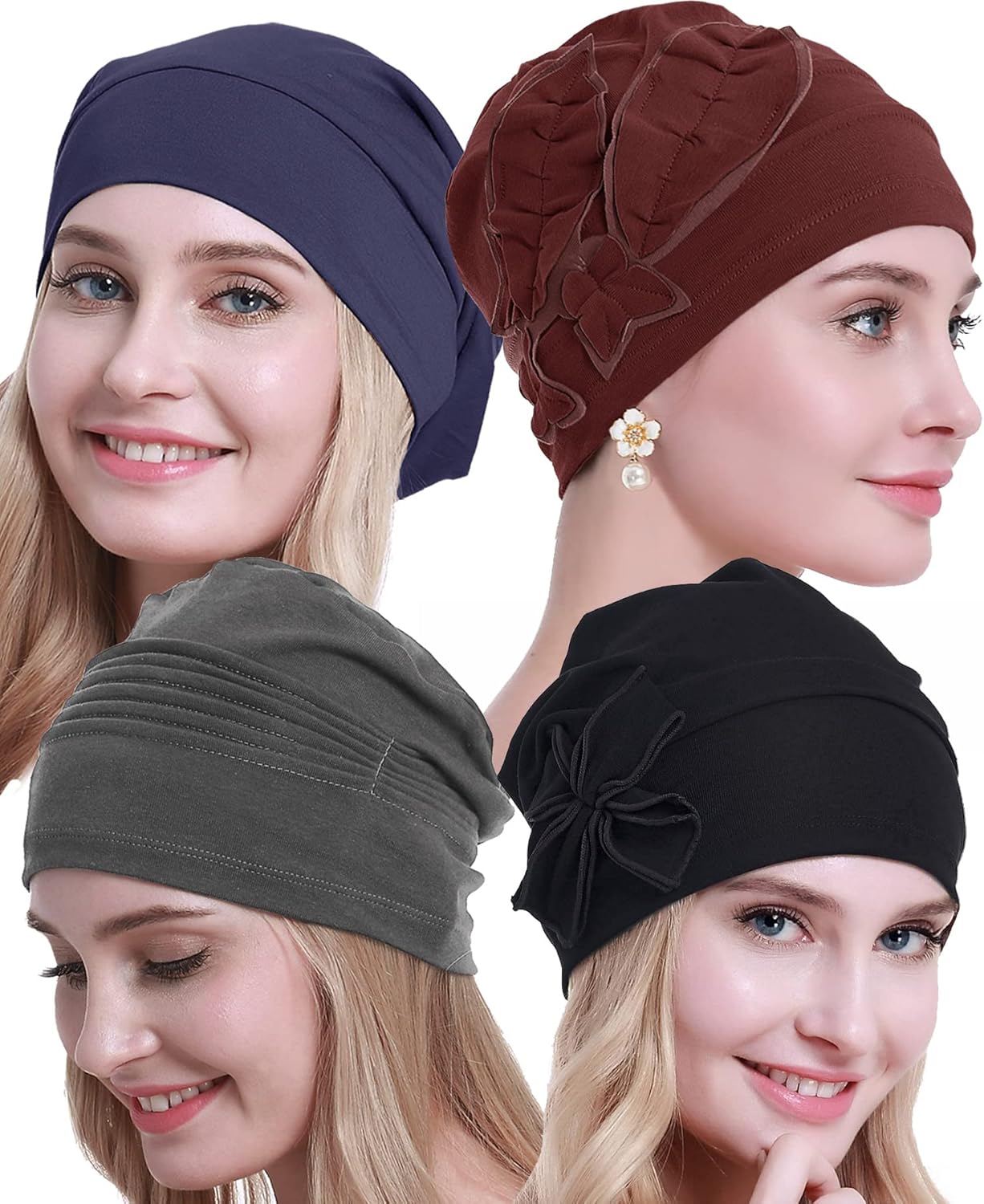 osvyo Cotton Chemo Turbans Headwear Beanie Hat Cap for Women Cancer ...