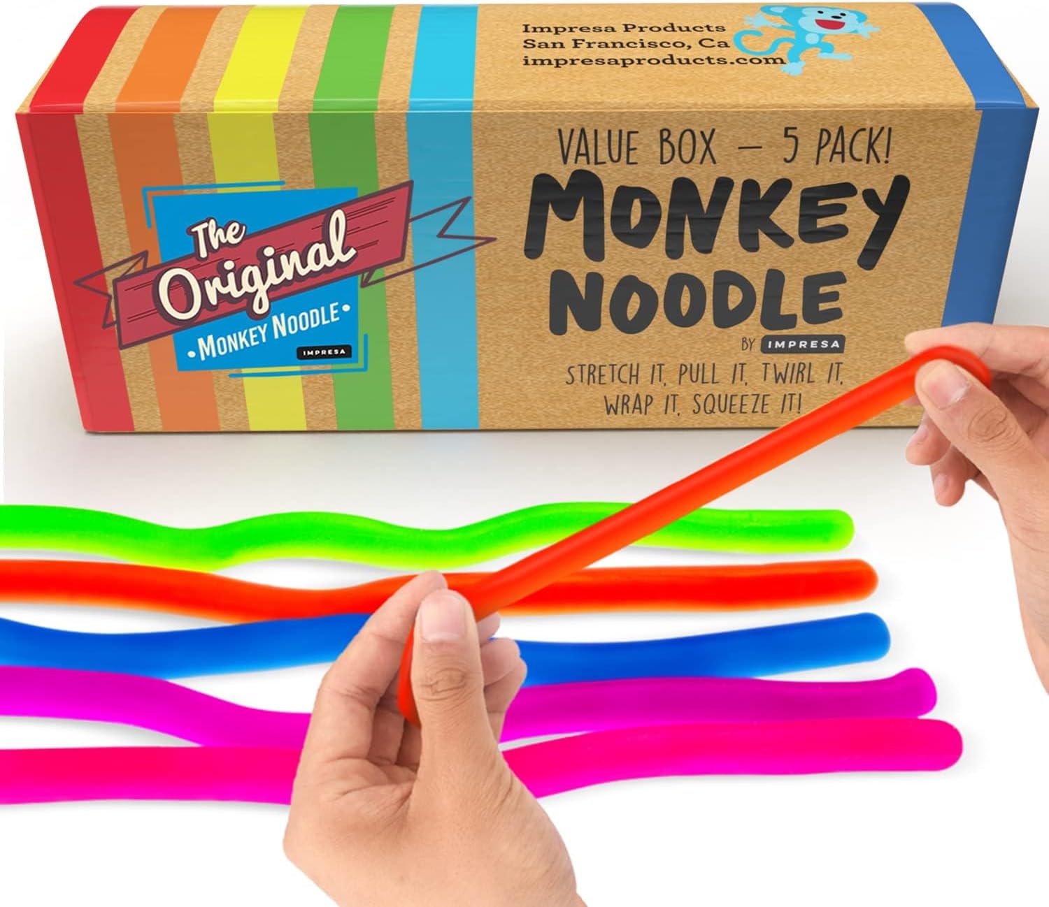 Impresa Products 5-Pack of Stretchy String Fidget / Sensory Toys (BPA ...