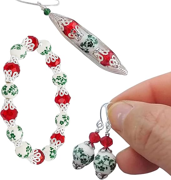 Amazon.com: Bad Apple Designs Christmas Bracelet Gift | Red and Green ...