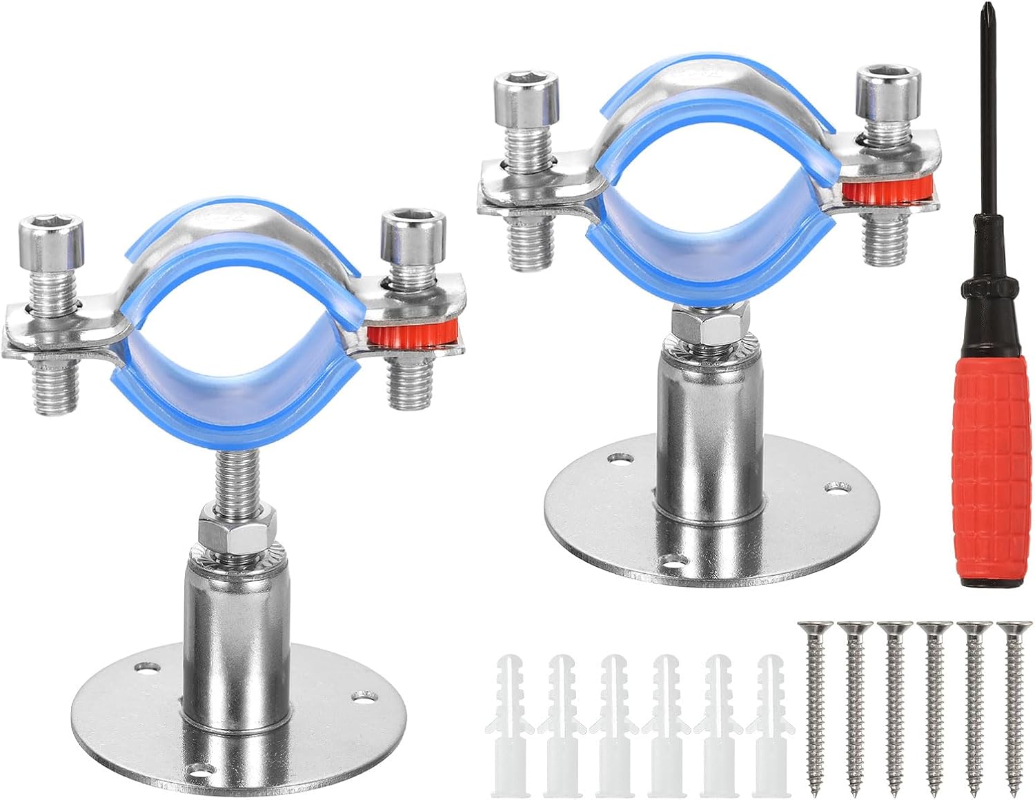 uxcell 4pcs Pipe Support, Stainless Steel Wall Mount Ceiling Mount Pipe ...