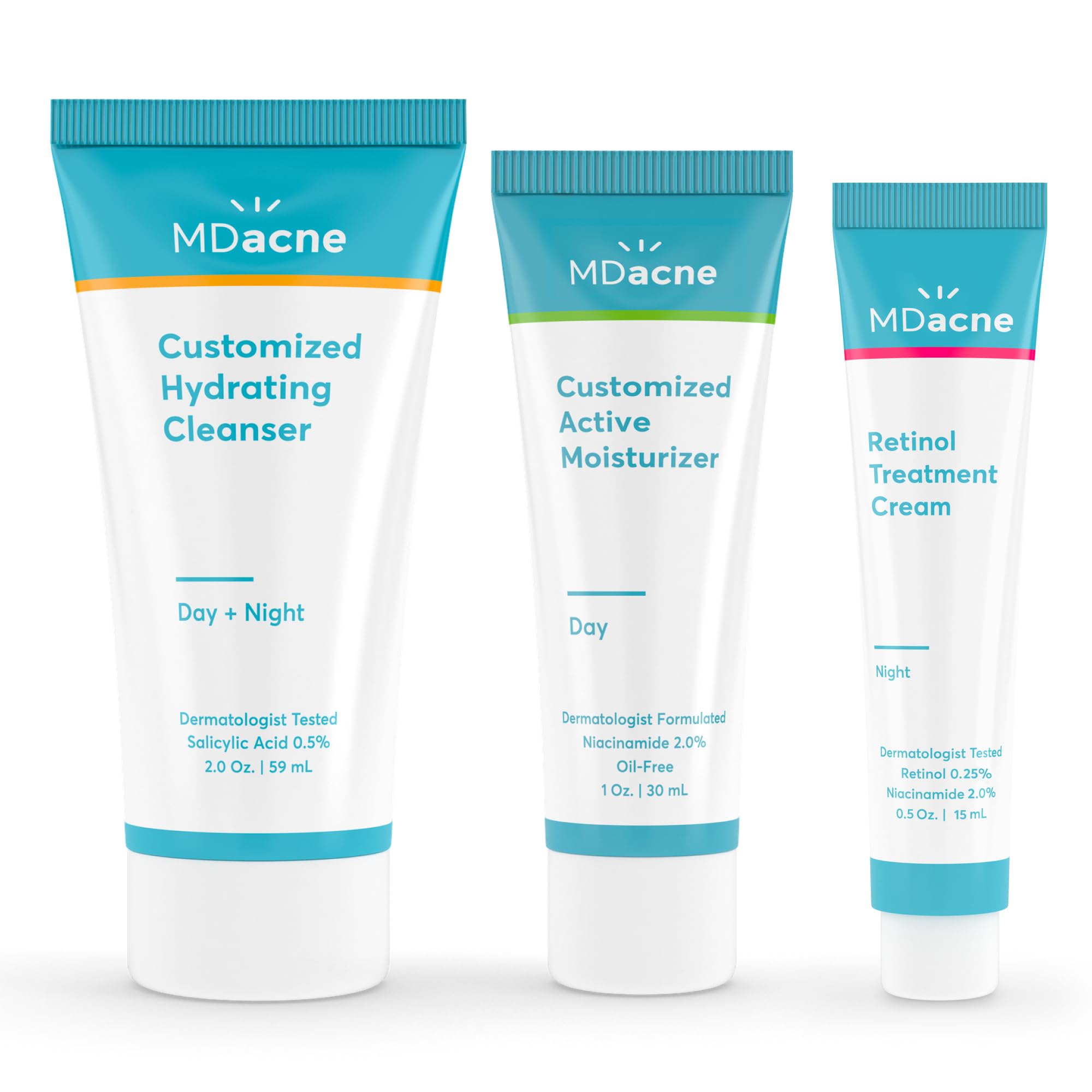 Amazon.com : MDacne 3 Step Retinol Acne Kit - Retinol Cream 0.25% ...