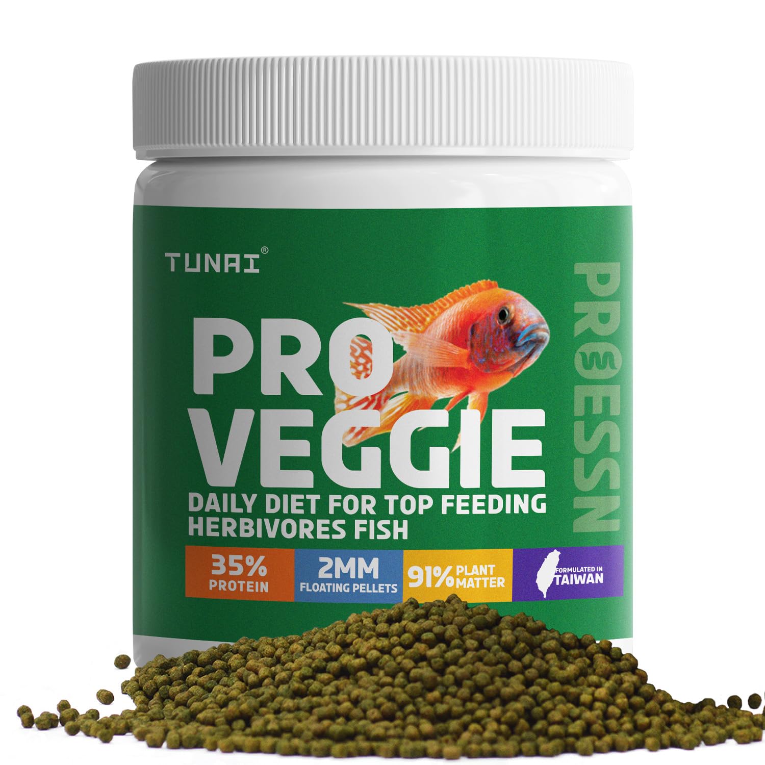 Tunai Pro Veg Fish Food for Cichlids |250g 91% Plant Matter| Suitable ...