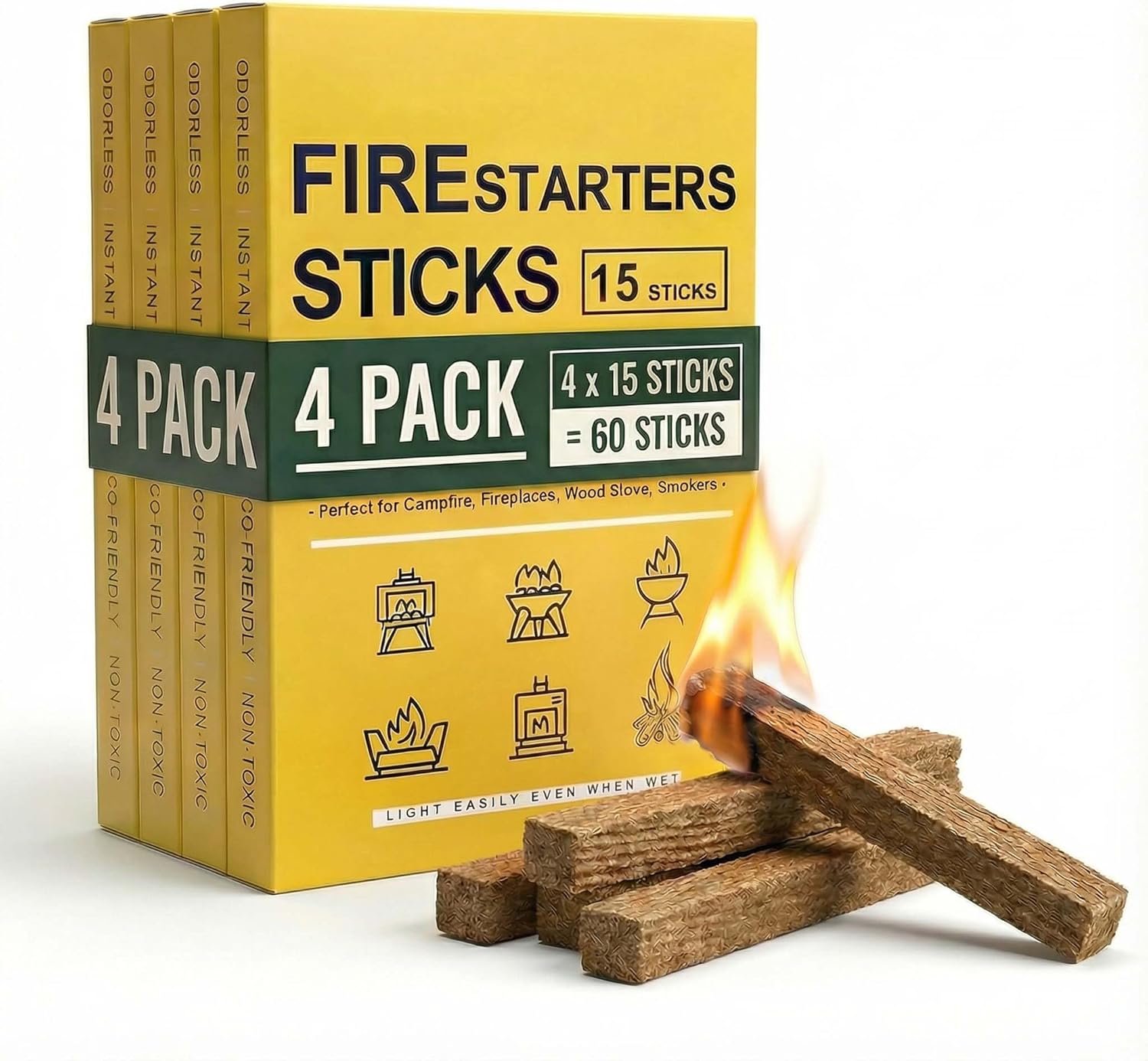 Amazon.com: Avger Natural Fire Starter for Fireplaces: Quick Start Fire ...