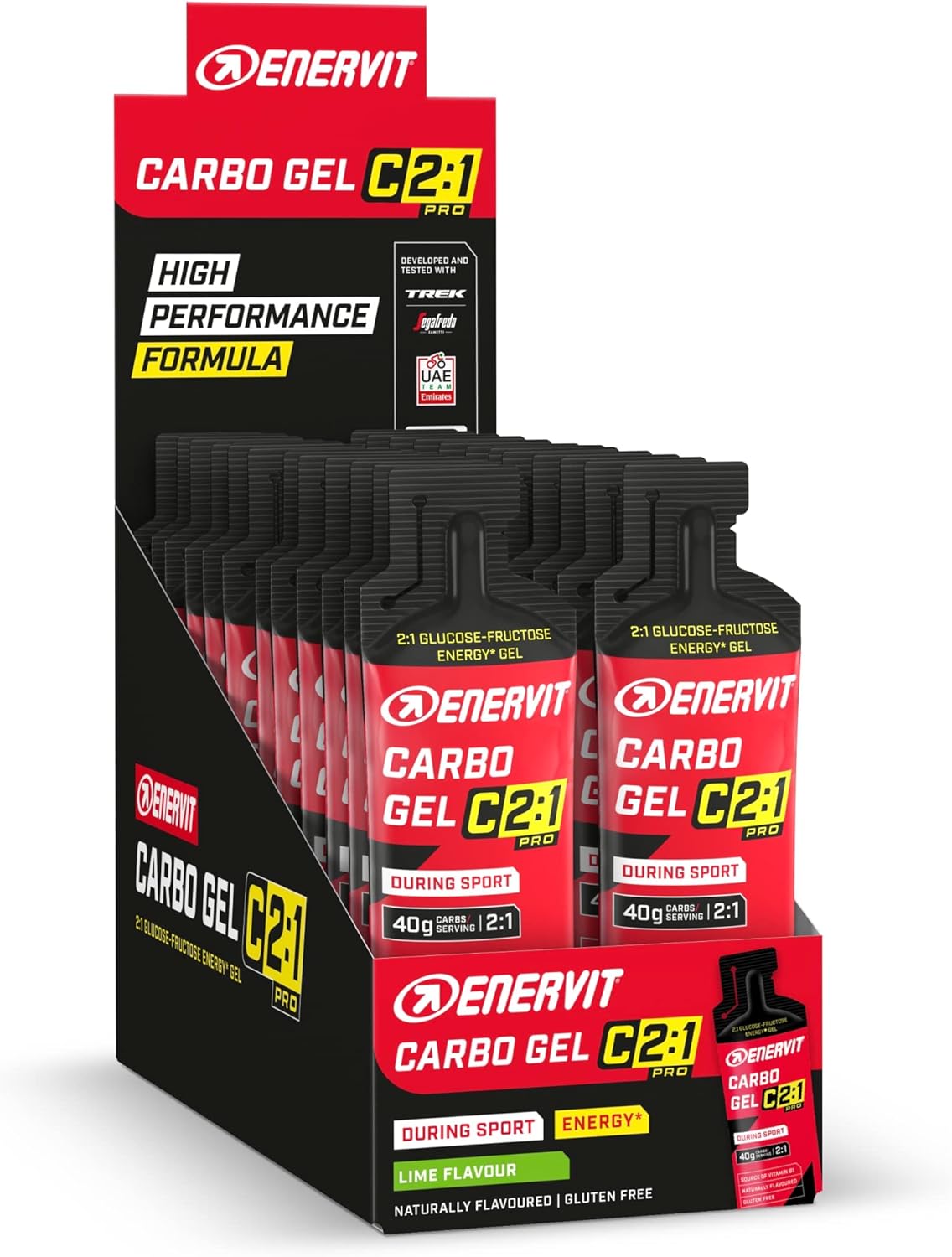 Enervit, Carbo Gel C2:1PRO Lime, Confezione da 24 Gel, con ...